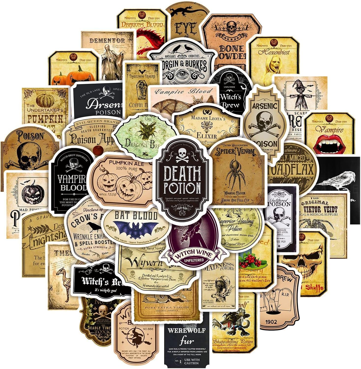 Amazon.com: Halloween Potions Label Stickers, 50Pcs Polyjuice Potion ...