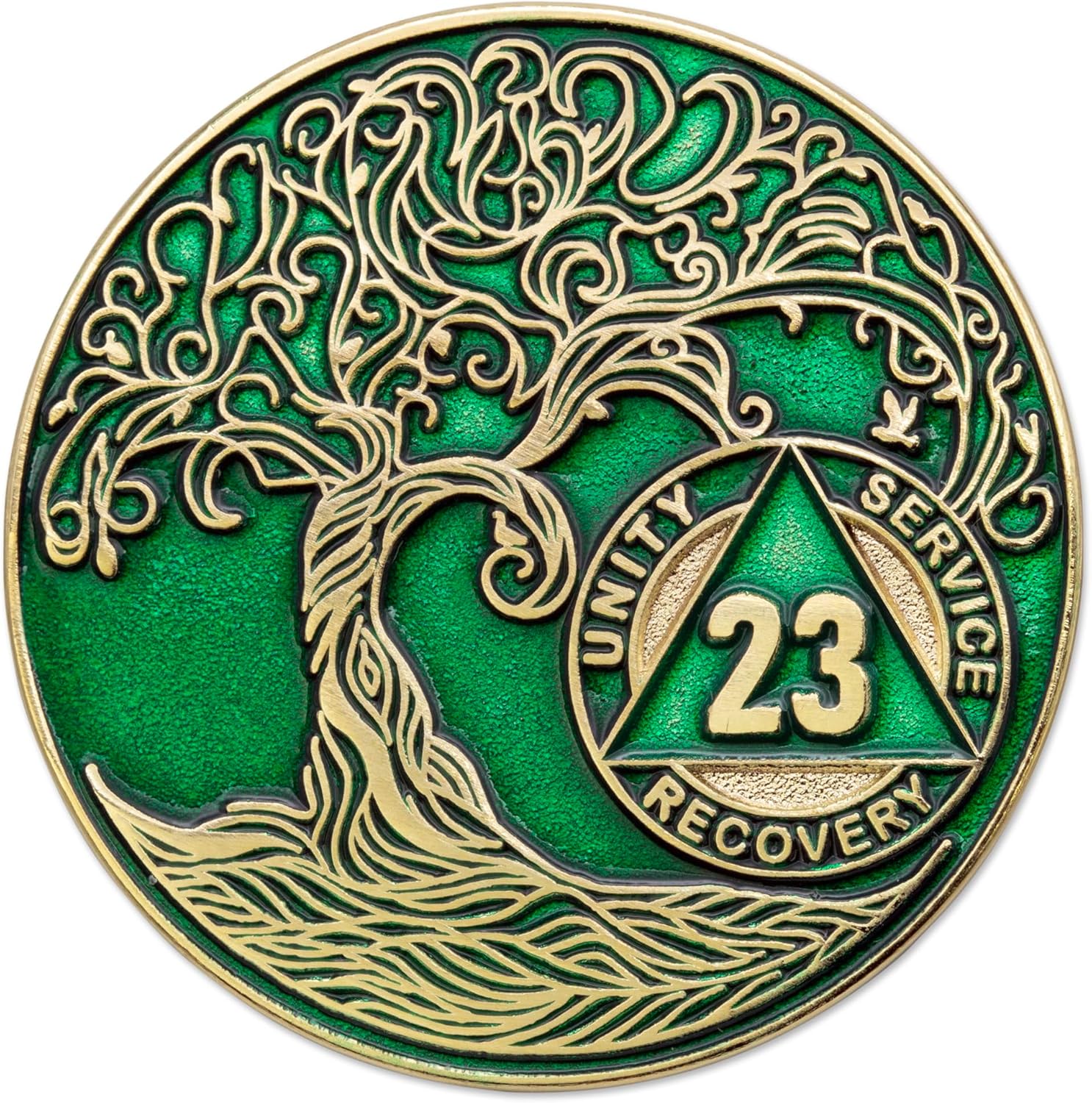 Amazon.com : Sobriety Mint 23 Year AA Medallion - Twisted Tree of Life ...
