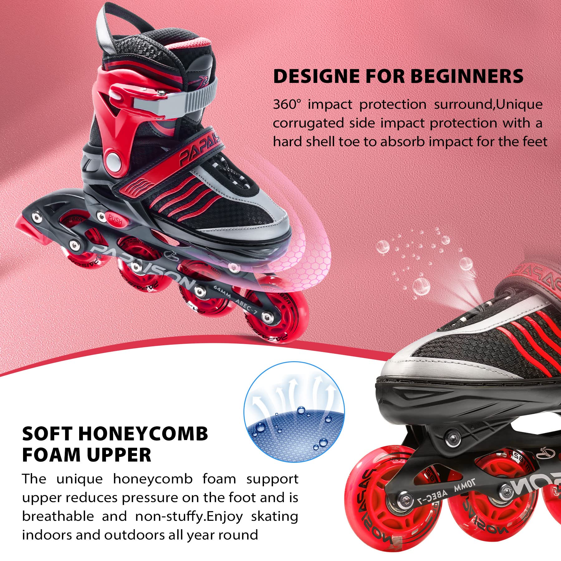 Snapklik.com : PAPAISON Adjustable Inline Skates Boys Ages 4-12, Roller ...