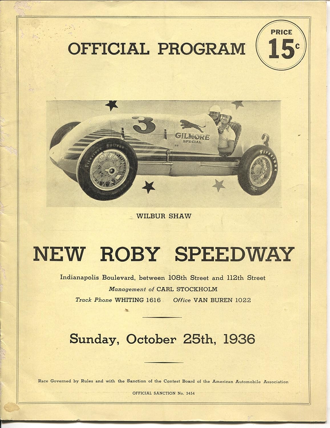 Amazon.com: New Roby Speedway Auto Race Program 10/25/1936-rained out ...