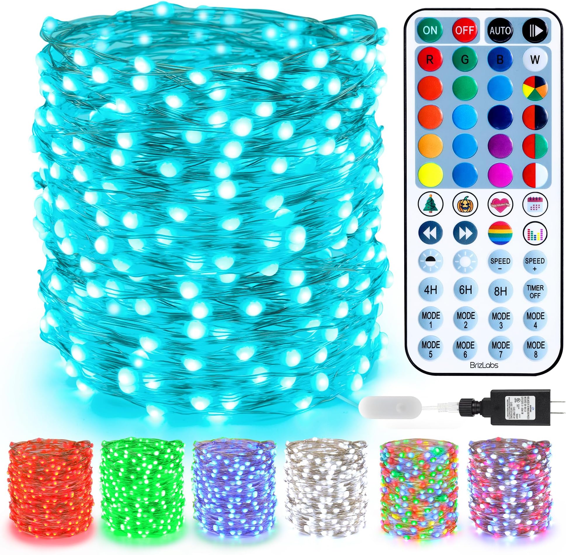 Amazon.com: Vickerman 100 Count Mini Light Set-White Wire, Teal : Home ...