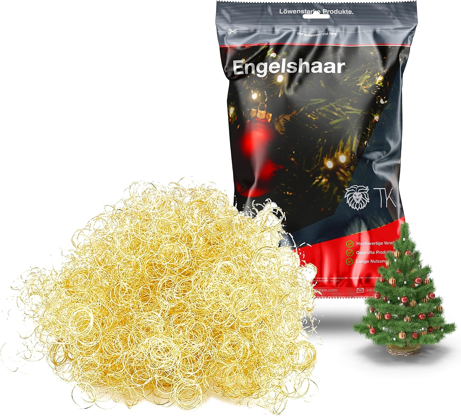 Engelshaar 15 gr. gelockt Lametta Gold für Weihnachten Advent Deko ...