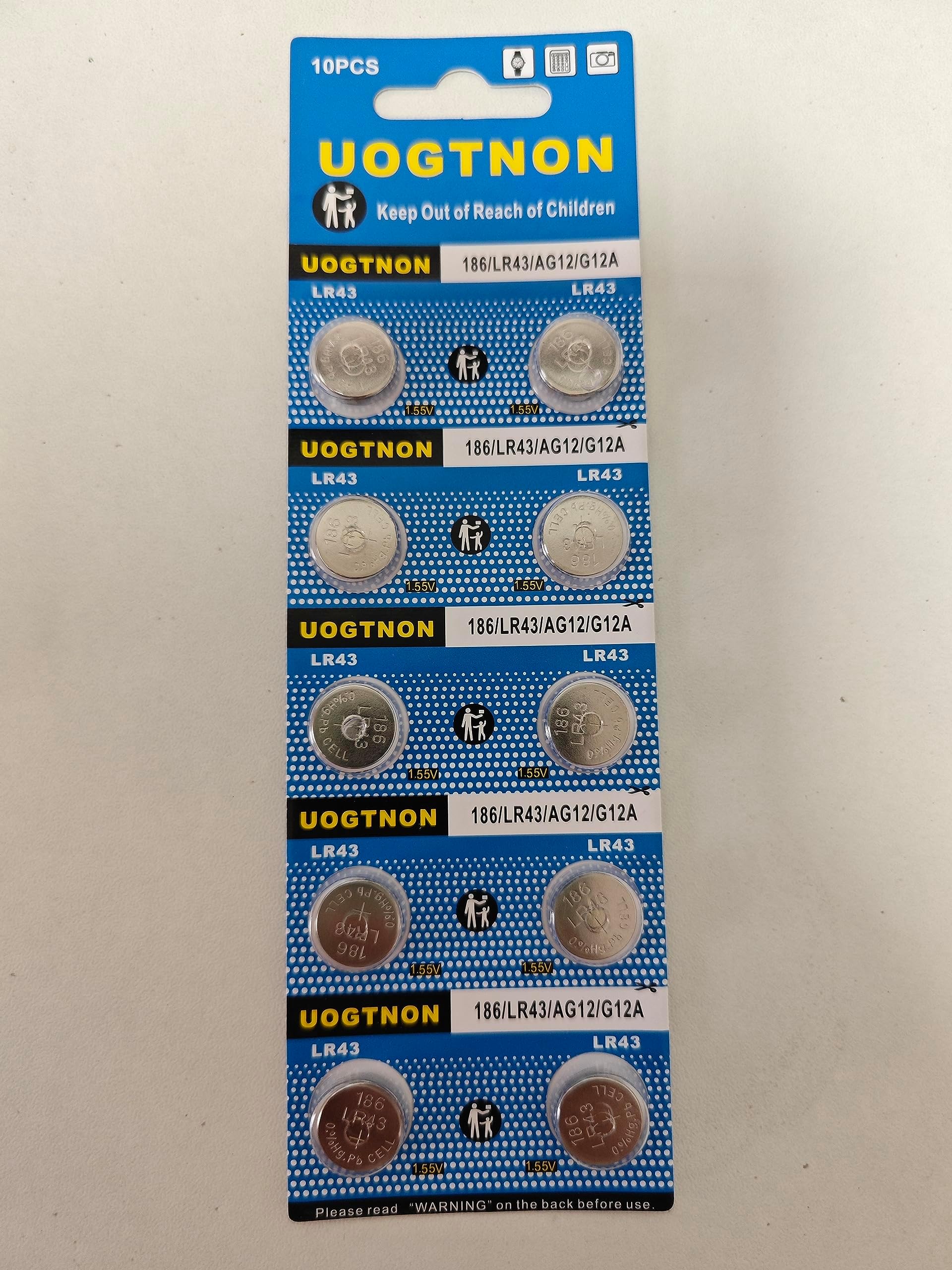 Amazon.com: BlueDot Trading AG12 LR43 SR43 260 386 1.5V Alkaline Coin ...