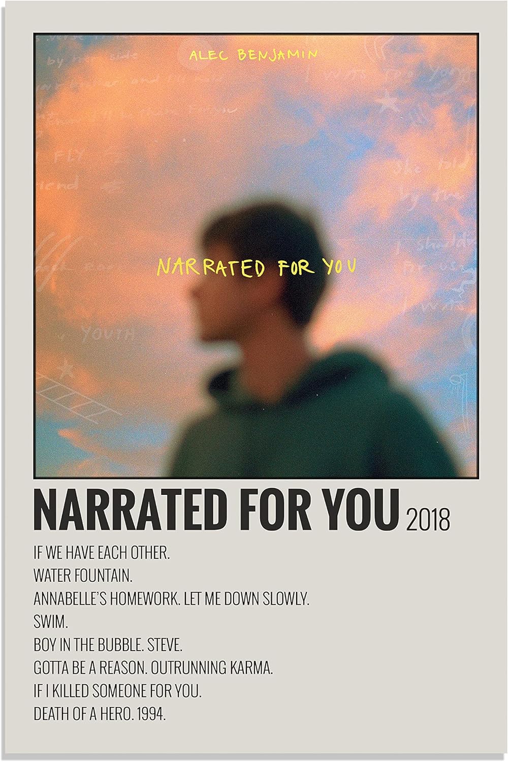 Amazon.com: VEPLYN Alec Benjamin Poster Narrated For You Album Cover ...