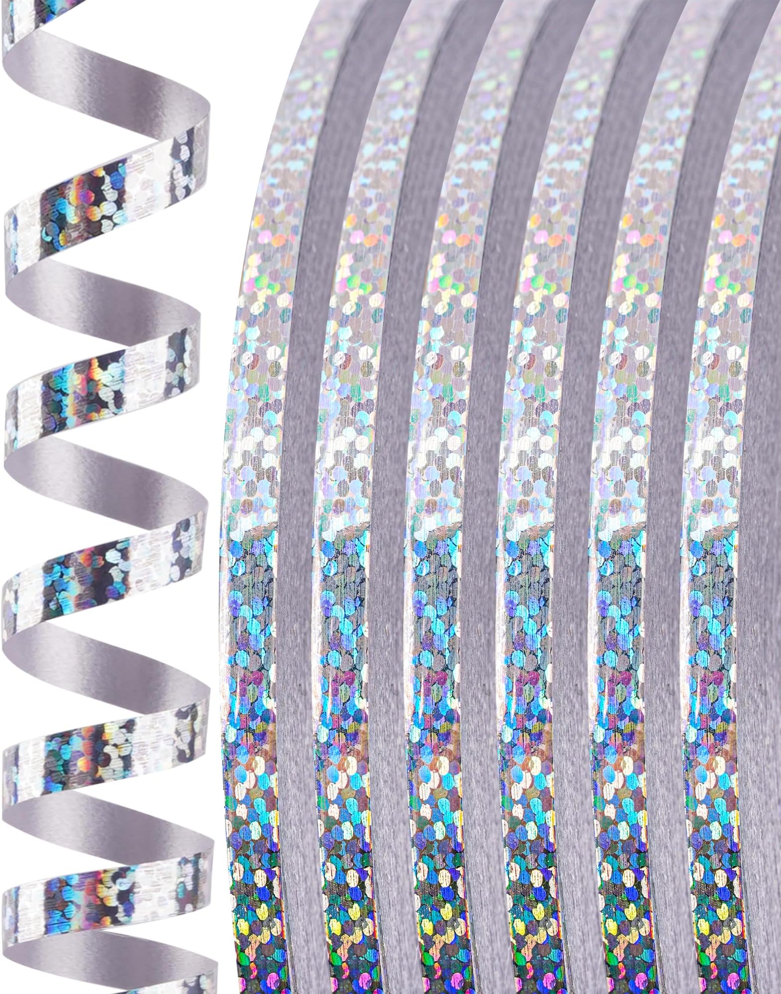 Amazon.com: Holiday Ribbon for Craft Silver Curling Ribbon Metallic ...