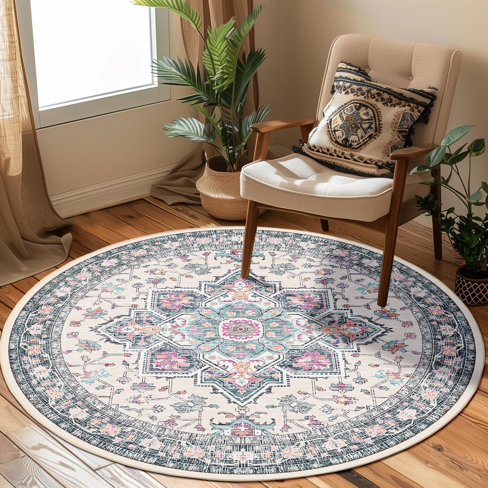 Amazon.com: BESTSWEETIE Round Rugs 6ft, Washable 6ft Round Rug, Ultra ...