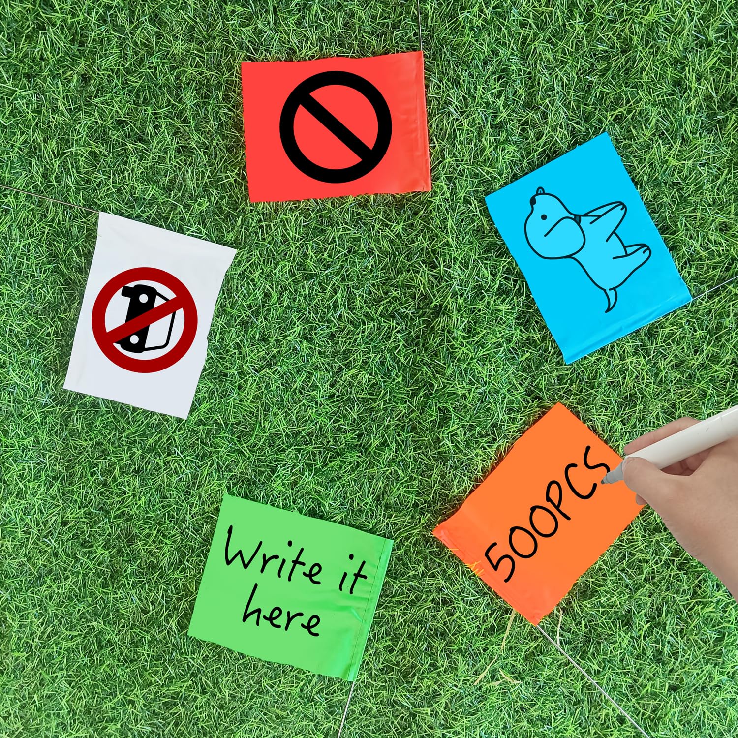Snapklik.com : Zozen Marking Flags, 500 Pack / 100 X 5 Colors / 15x4x5 Inch