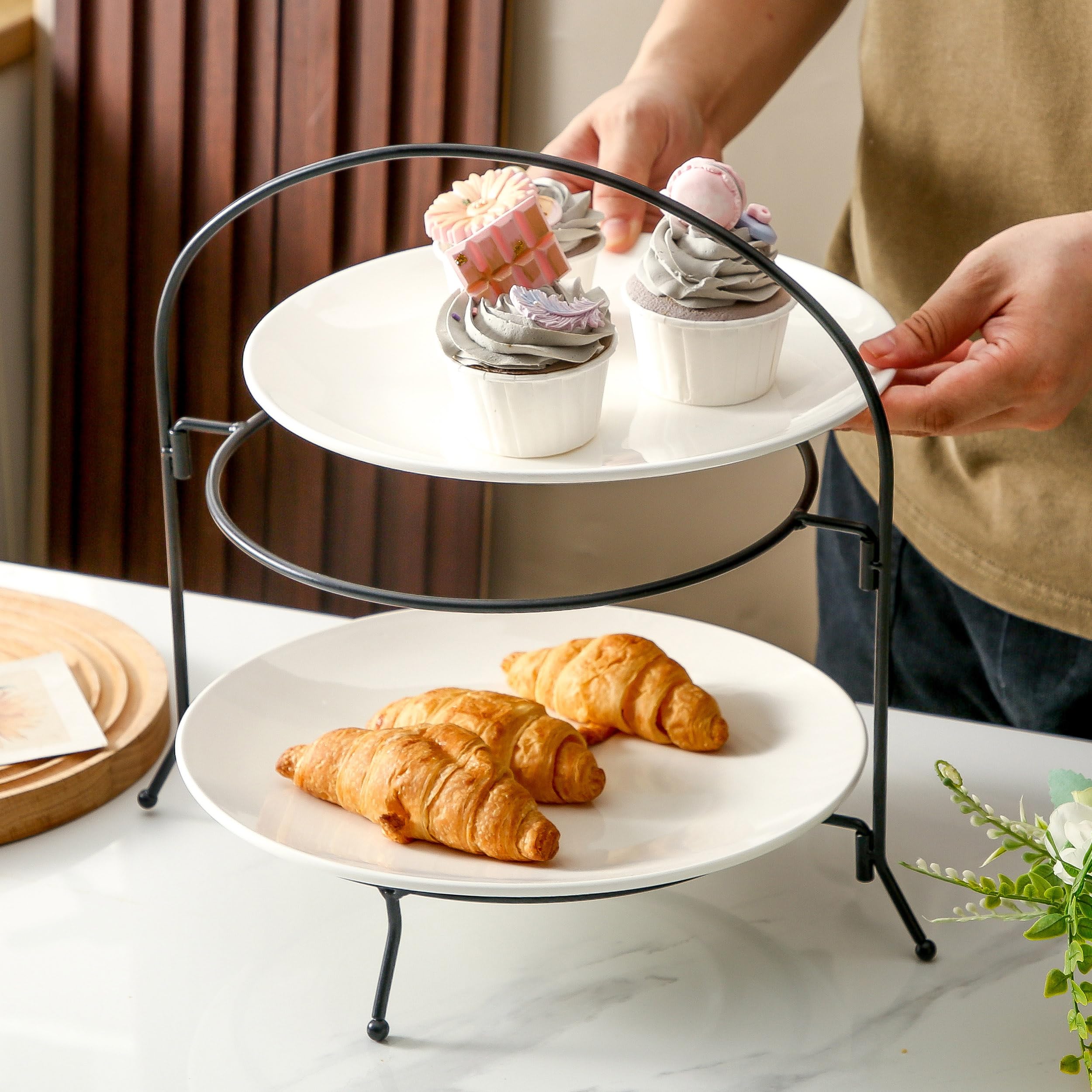 Snapklik.com : Tiered Serving Stand And White Ceramic Platters, Round 3 ...