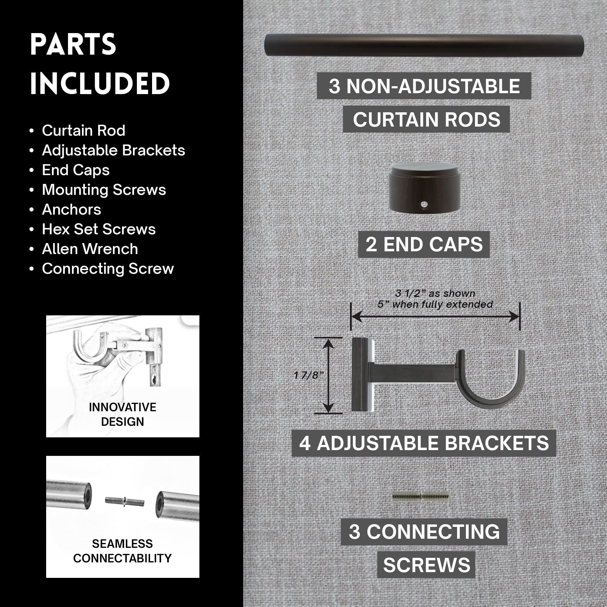 Luxury 12 ft Custom Curtain Rod – 1 1/4" Large Diameter – Premium ...