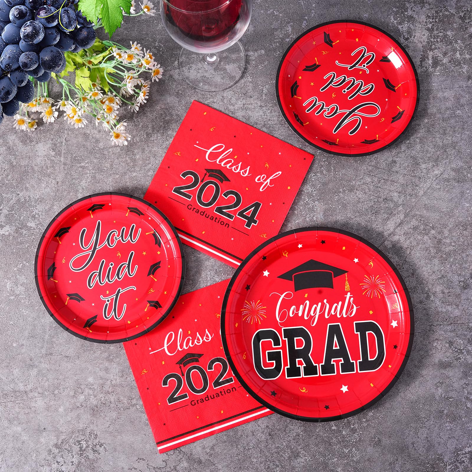 Snapklik.com : Graduation Plates And Napkins Class Of 2024 Red And ...