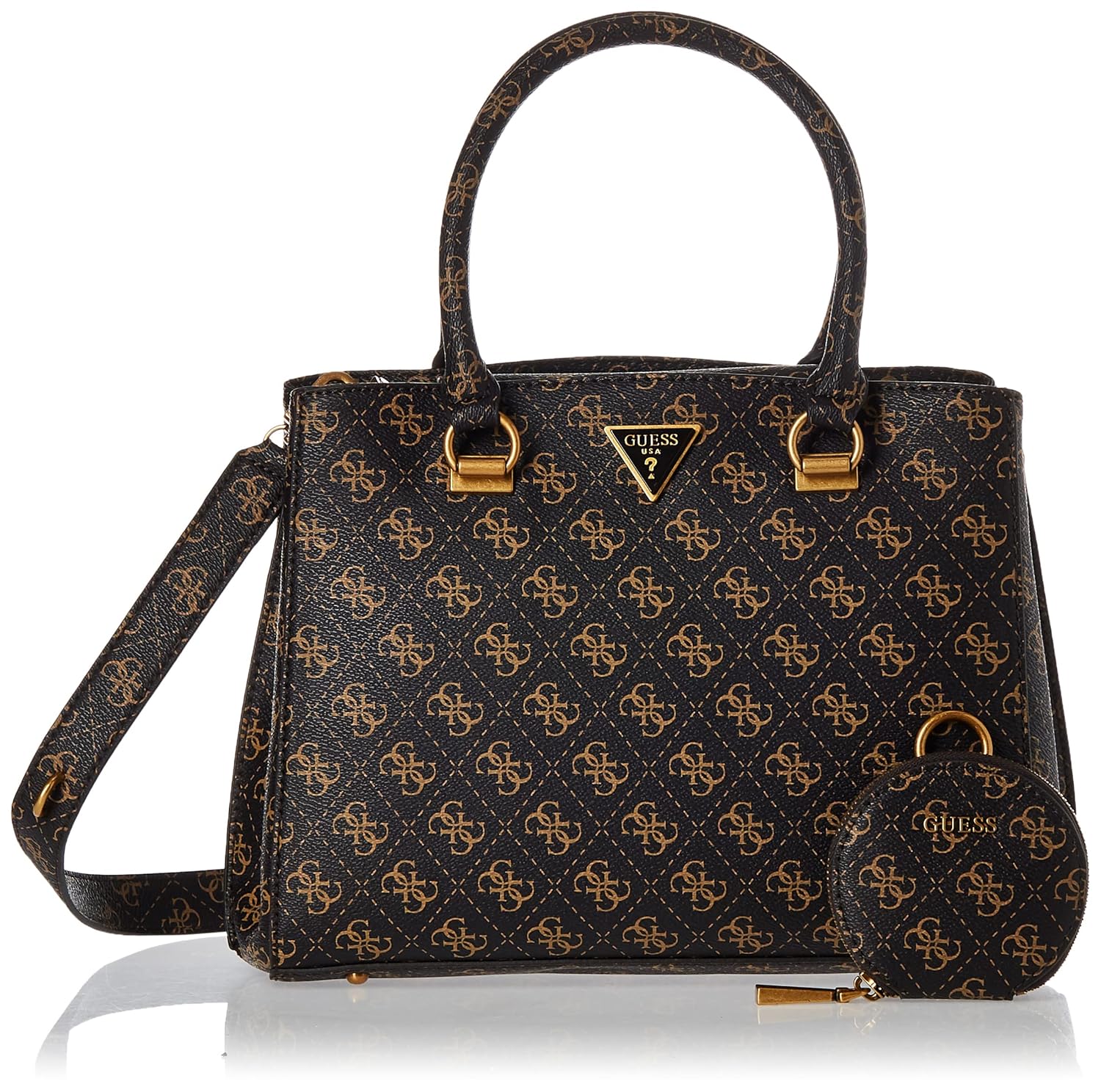 Buy GUESS PU Zipper Closure Womens Casual Satchel Handbag (Brown,Frsz ...