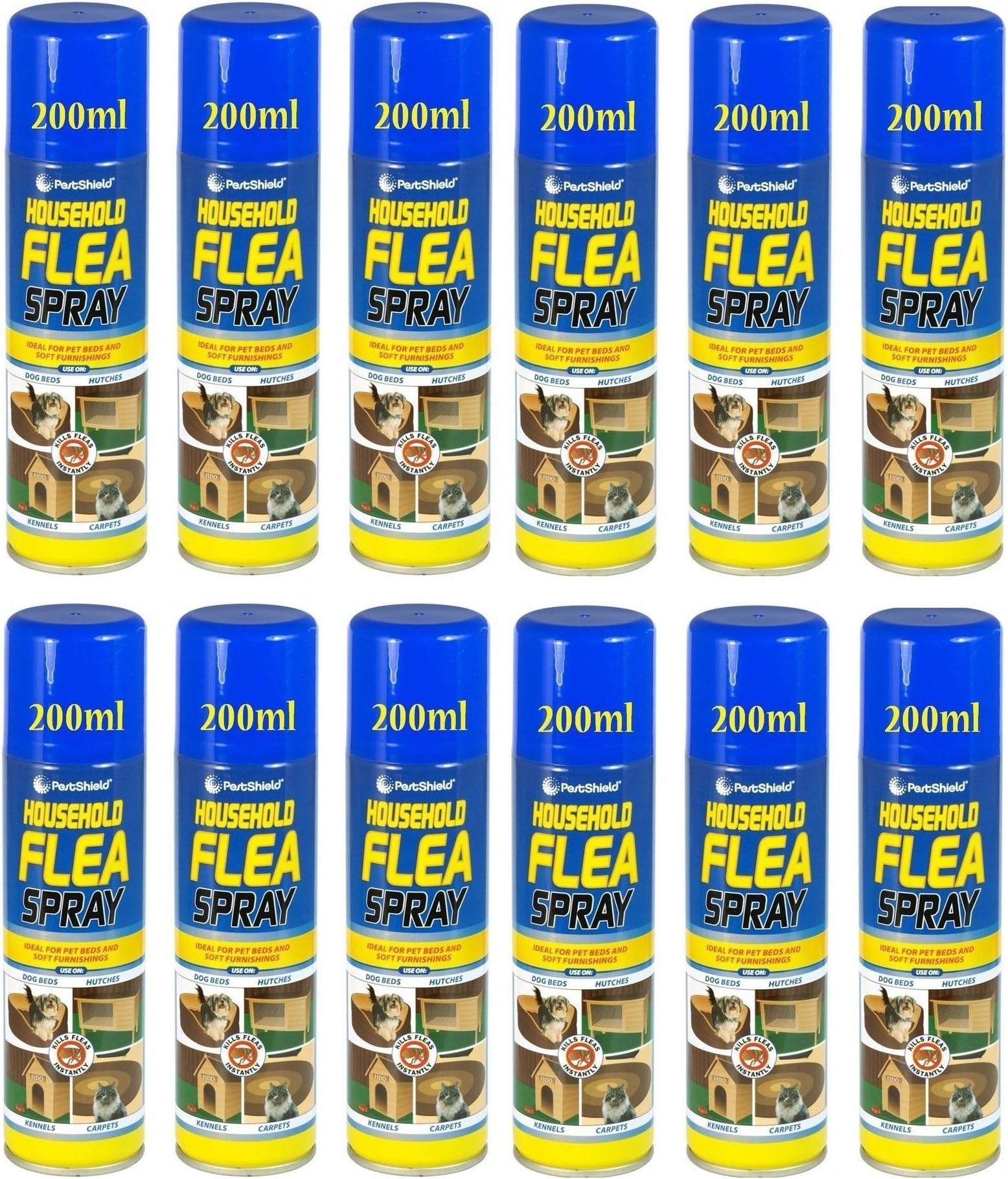 Flea Killer Spray 12 x 200ml Aerosol Animal Flea Dog Cat Tick ...