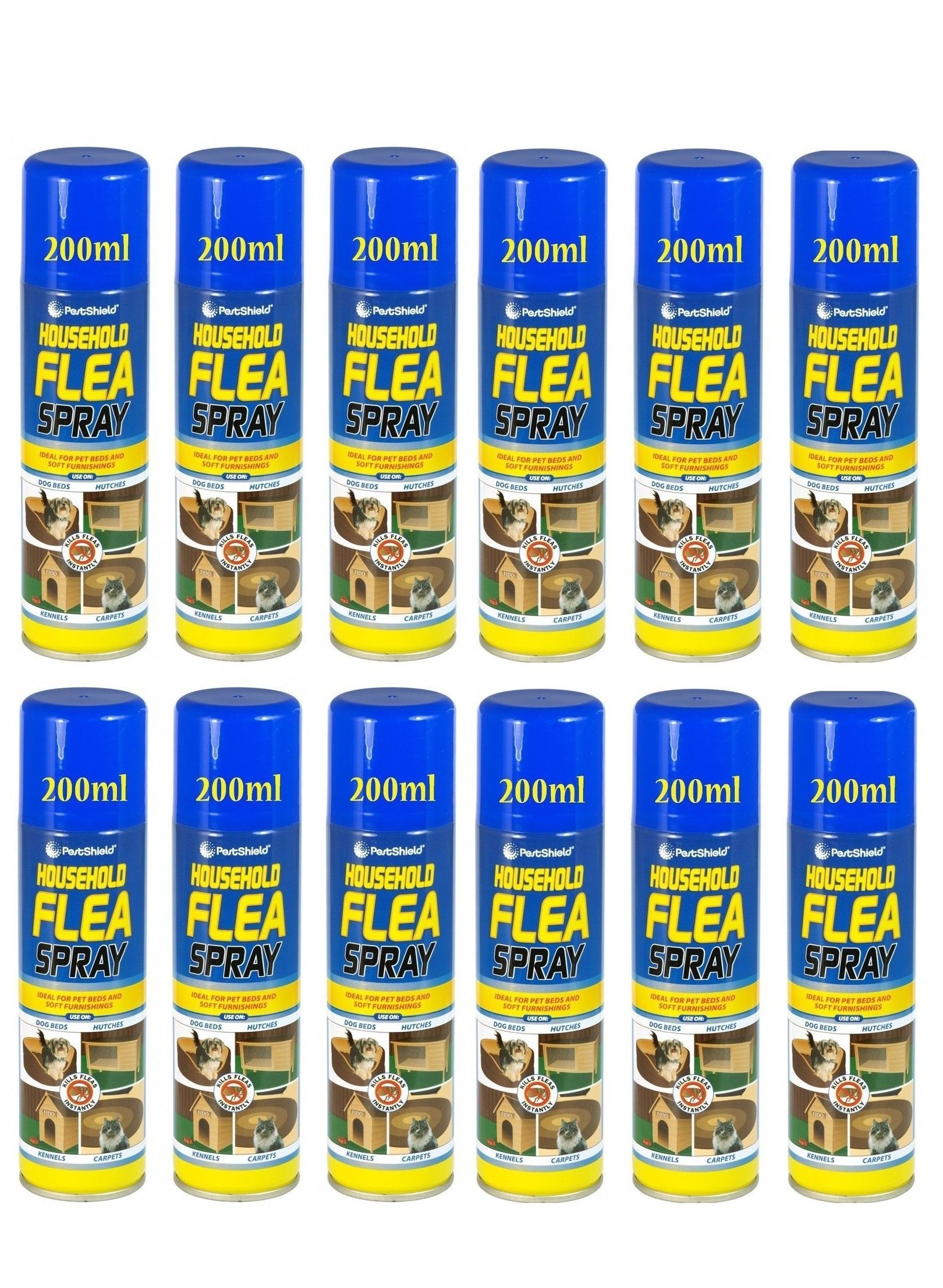 Flea Killer Spray 12 x 200ml Aerosol Animal Flea Dog Cat Tick ...