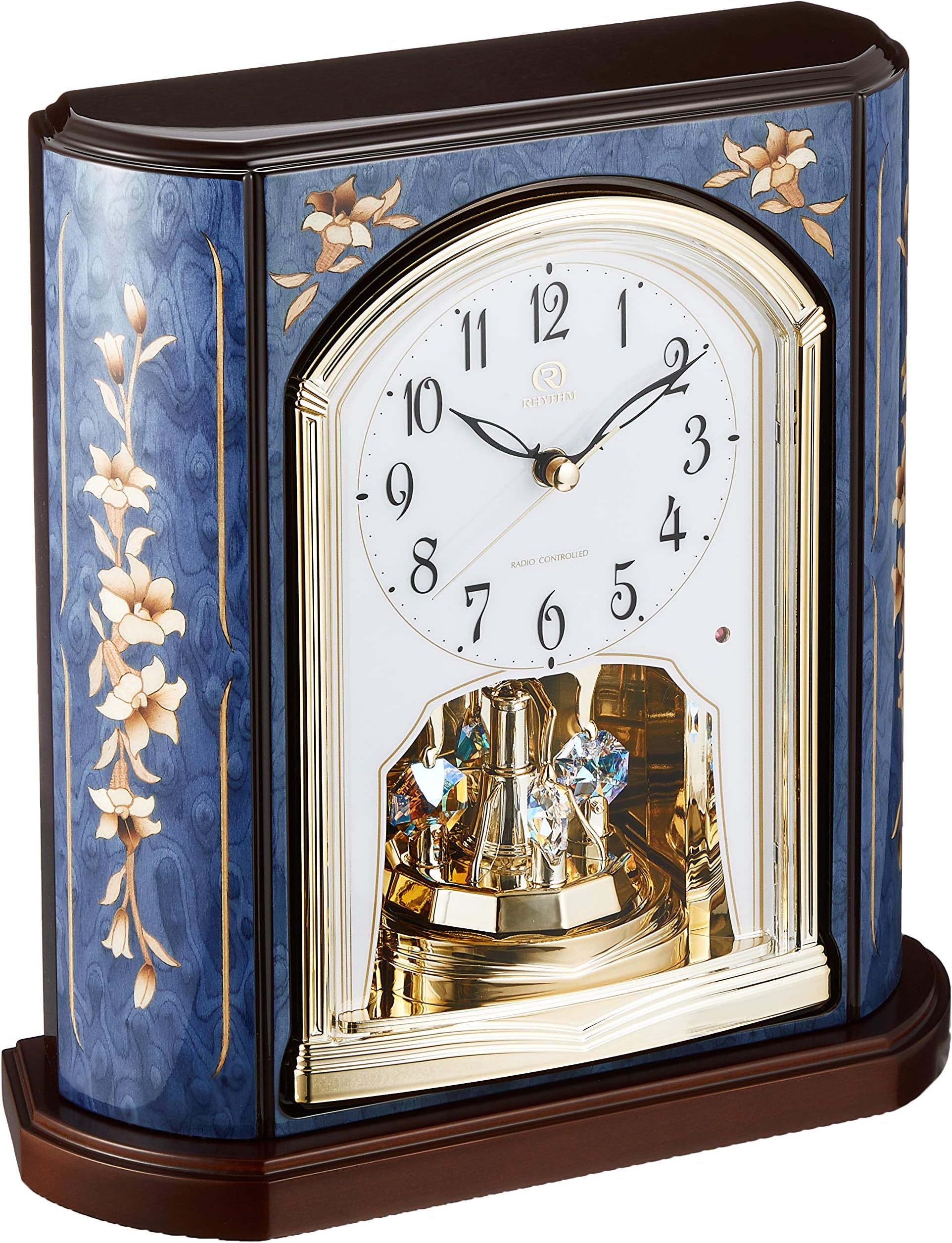 Amazon.co.jp: リズム(RHYTHM) 電波時計 置き時計 RHG-S69 日本製象嵌細工使用 4RY701HG04 青象嵌仕上げ ...