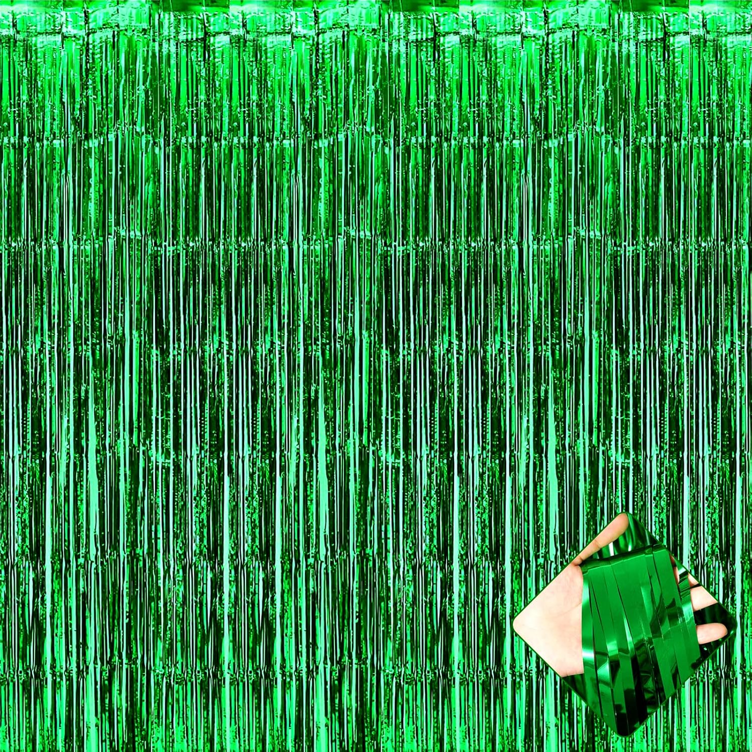 Amazon.com : 4 Pack 3.2Ft x 8.2Ft Green Foil Fringe Curtain Backdrop ...