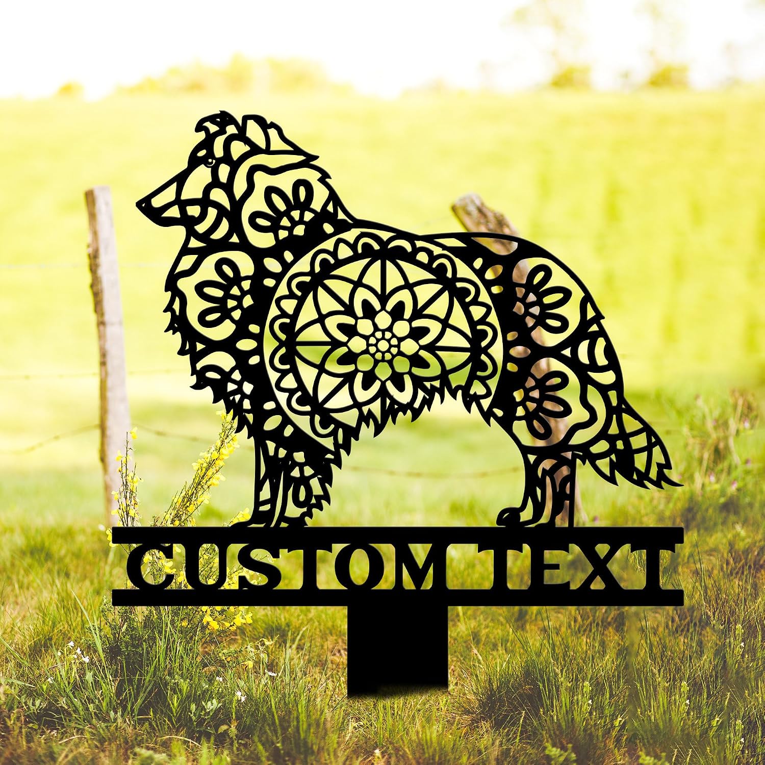 Amazon.com: Custom Shetland Sheepdog Mandala Garden Stake, Meditative ...