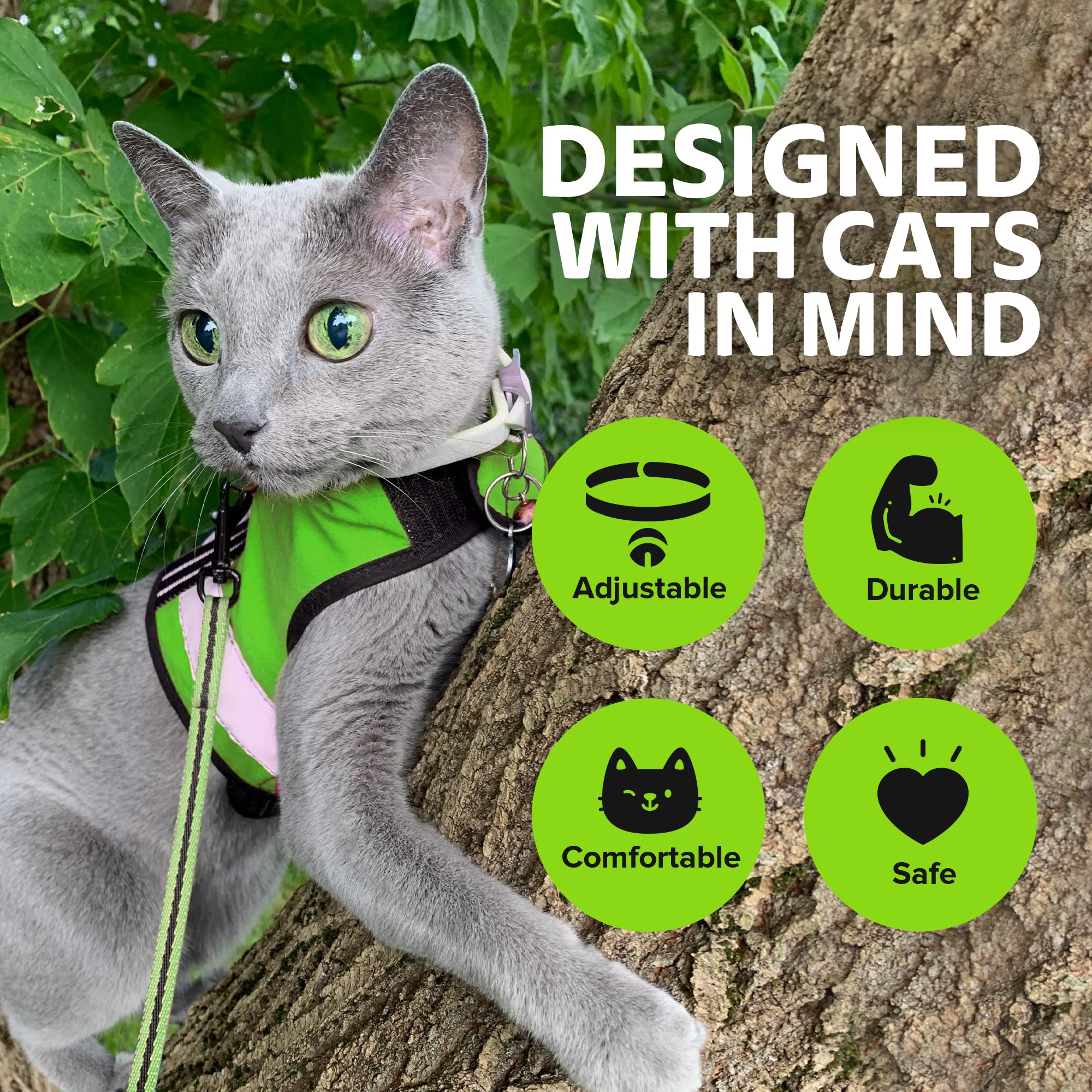 Reflective Cat Harness Kitty Holster - Secure & Comfortable Walking ...