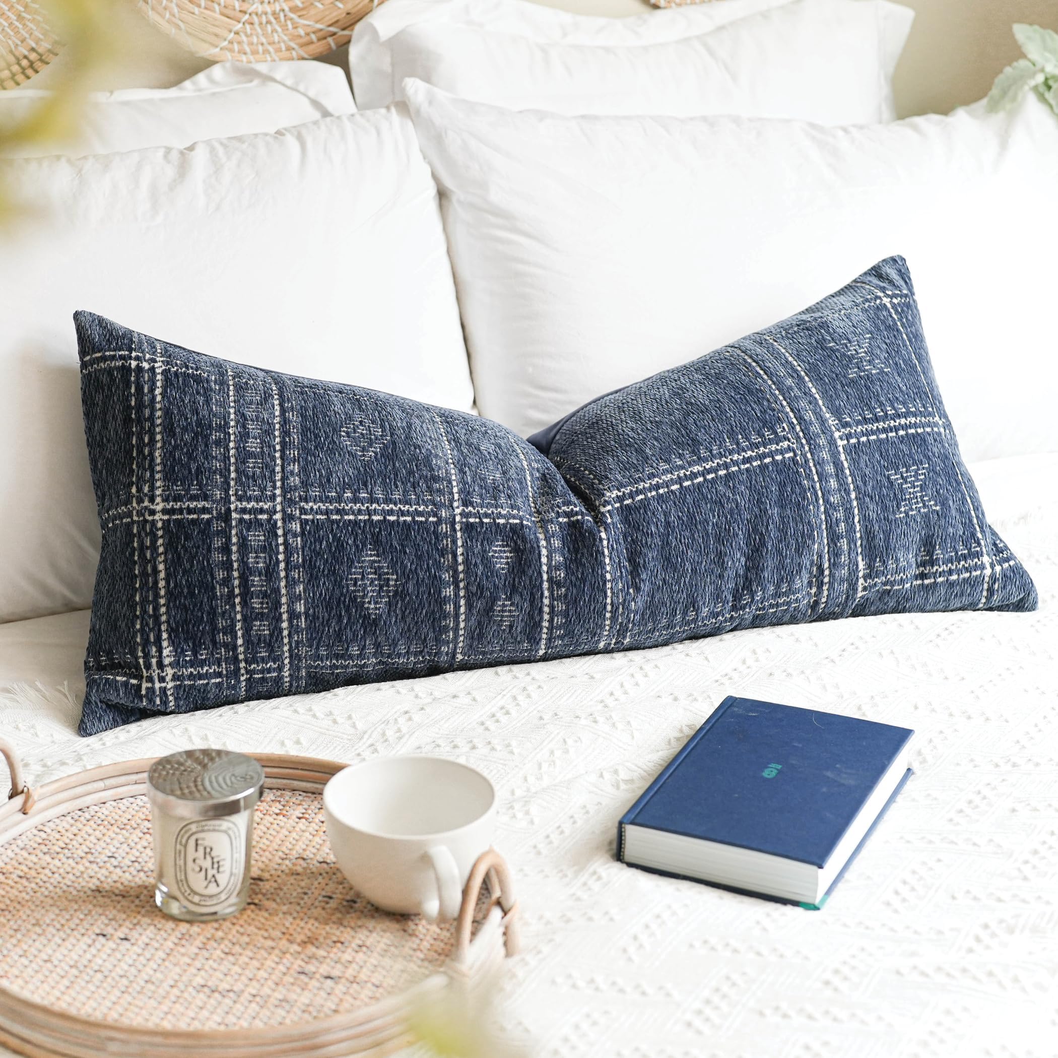 Amazon.com: Extra Long Lumbar Pillow Cover (12 X 28 inches) | Hand ...