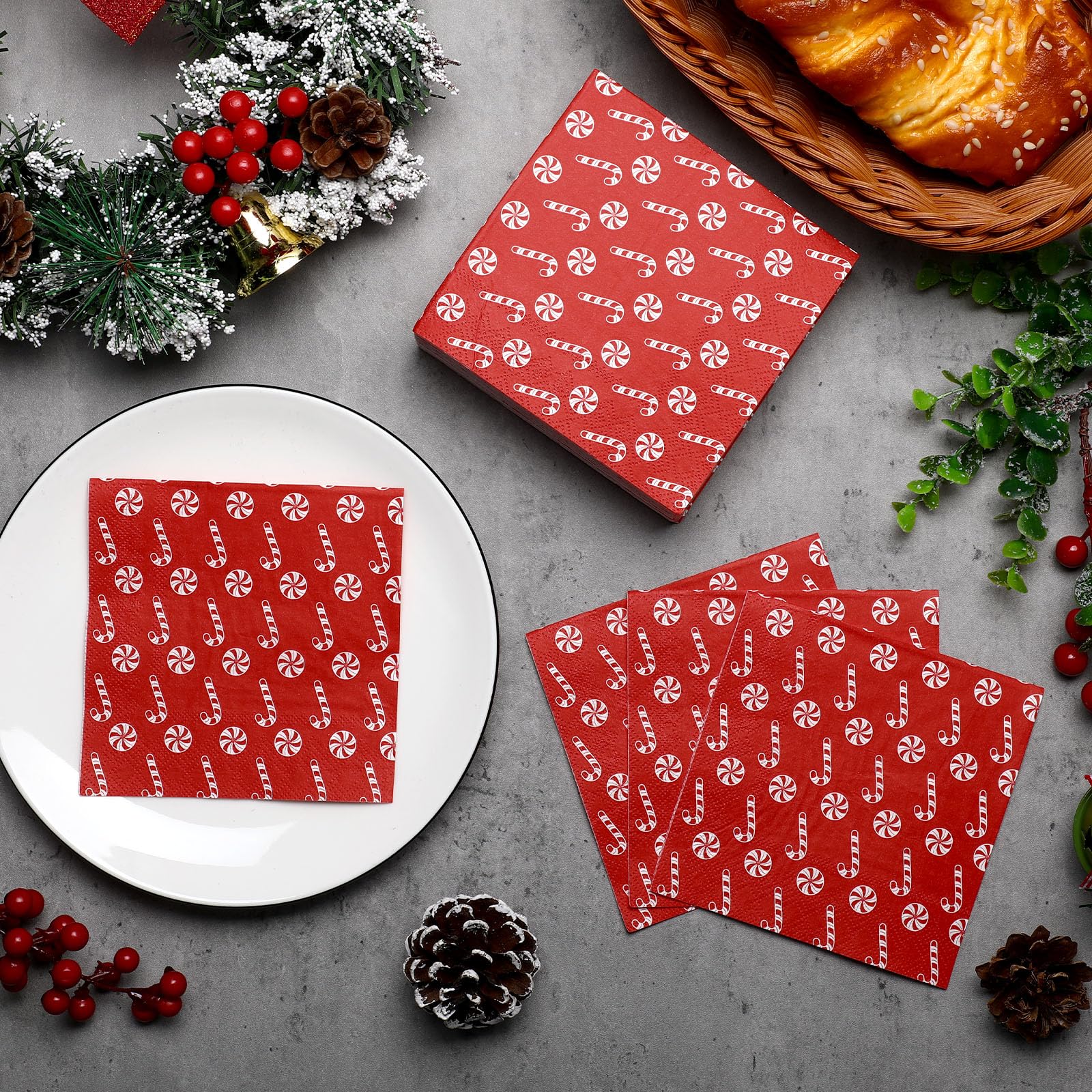 Holiday Entertaining Supplies Festive Christmas Tree & Candy Cane Paper ...