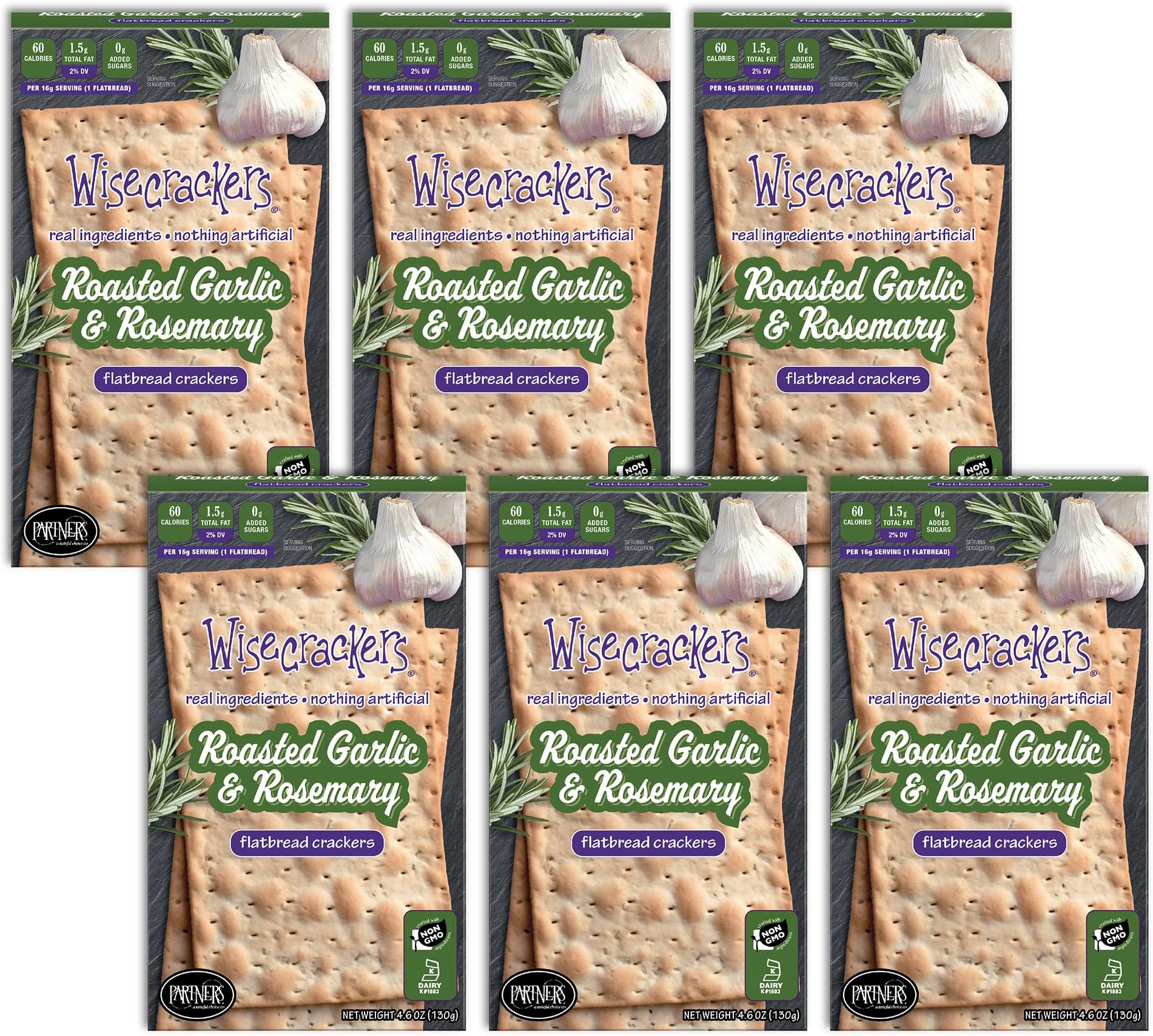 Amazon.com: Wisecrackers Flatbread Crackers, Roasted Garlic & Rosemary ...