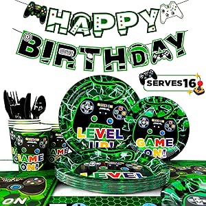 Amazon.com: Video Game Party Supplies,128pcs Video Game Party Tableware ...