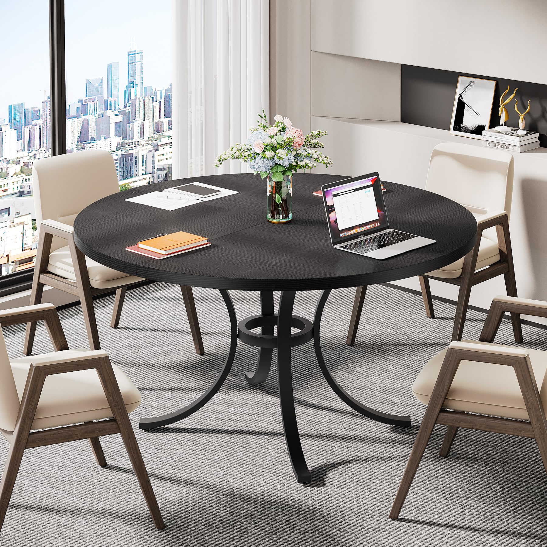 Amazon.com: Tribesigns Round Conference Table, 47" Small Meeting Table ...