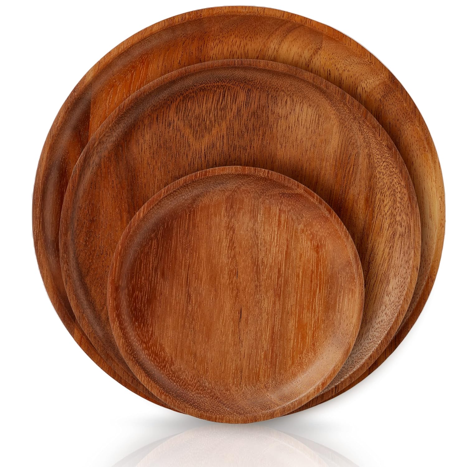 Amazon.com: ACACIA WOOD DINNER PLATES (3-PIECE SET), ROUND WOOD PLATES ...
