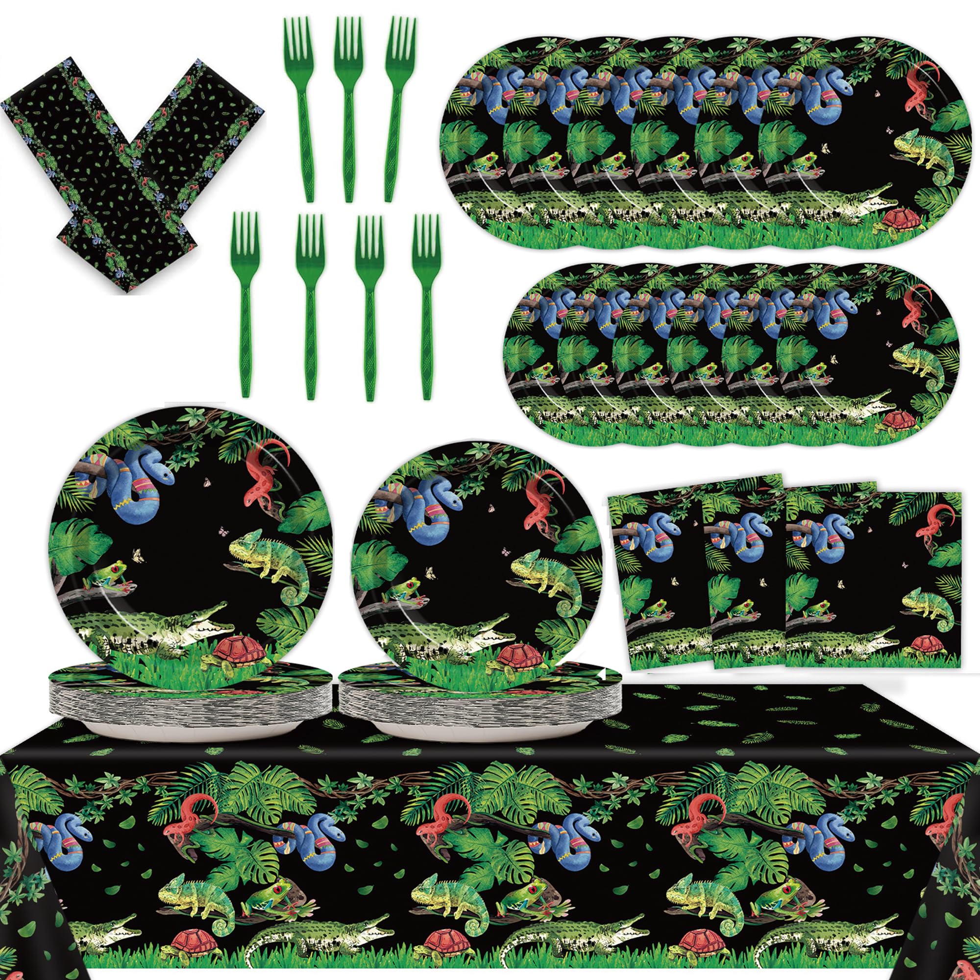 Amazon.com: Reptile Lizard Snake Birthday Party Supplies Tableware Kit ...