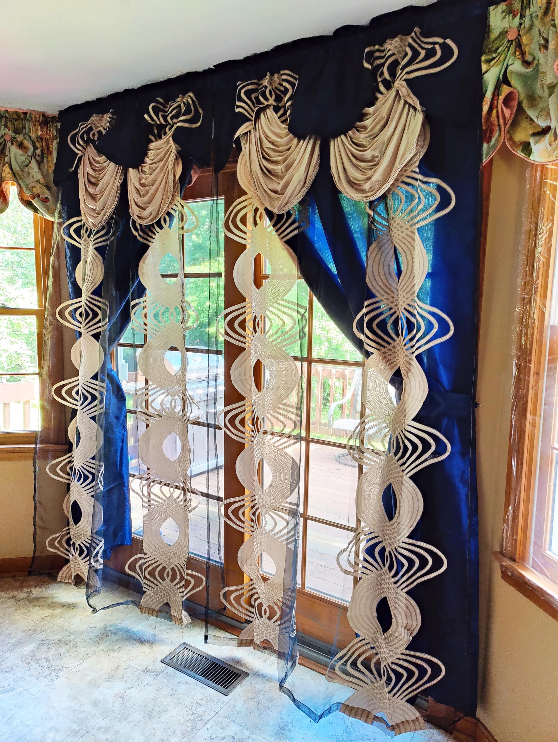 Amazon.com: July Joy Jacquard Window Floral Curtain Panel Drape with ...