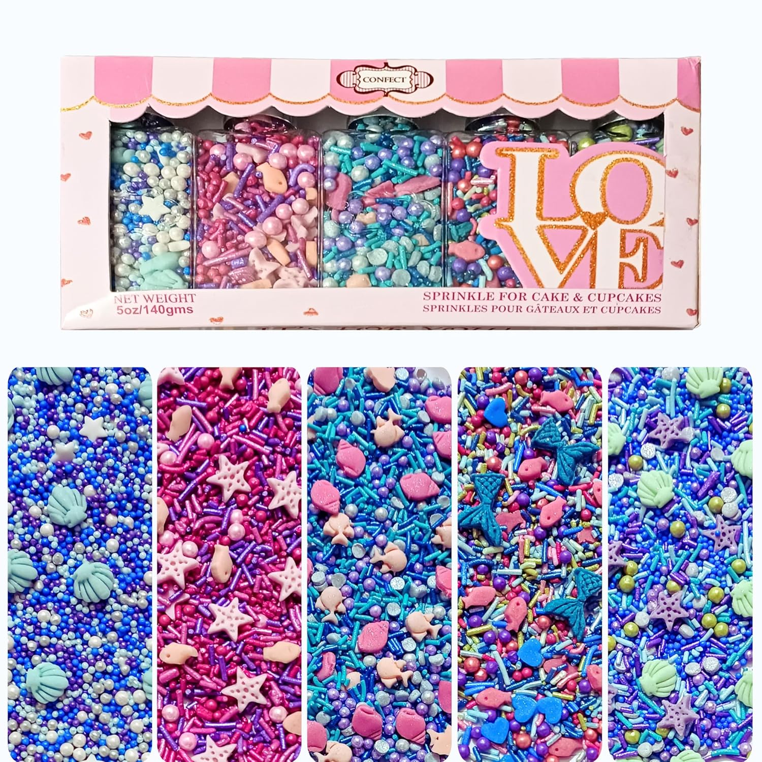 Amazon.com: Confect Sprinkle Mix Set - Under the Sea - 5 Assorted ...