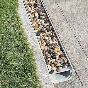 Amazon.com: Channel Drain Kit for Cobble Stones Filling, Outdoor Drain ...