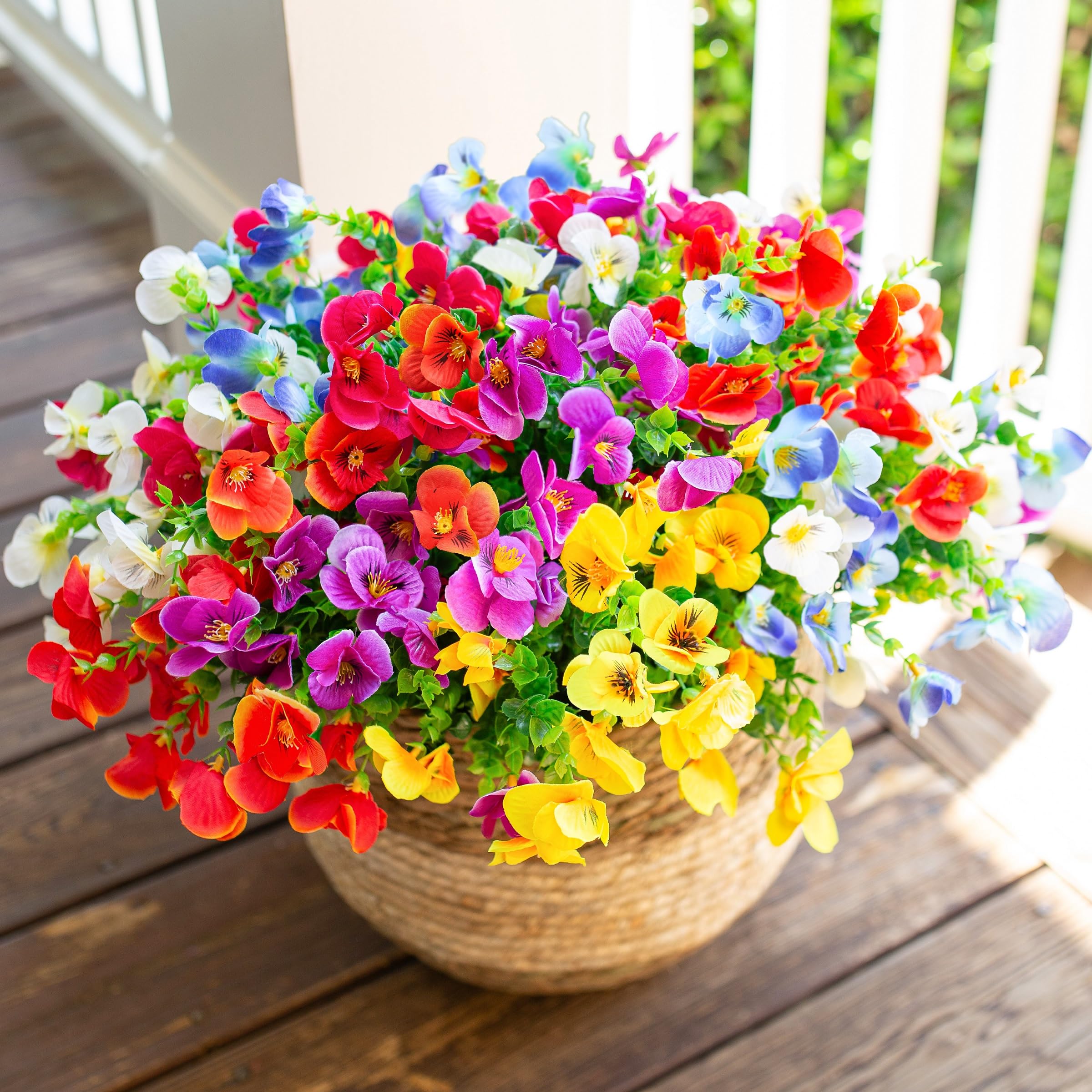 Amazon.com: Artificial Pansies Faux Flowers Plants for Outdoor Outside ...