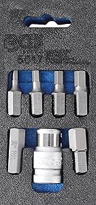 BGS - 1/2" to 10 mm Internal Hex Allen Key 4 - 12 mm -7 Pcs Bit Set ...
