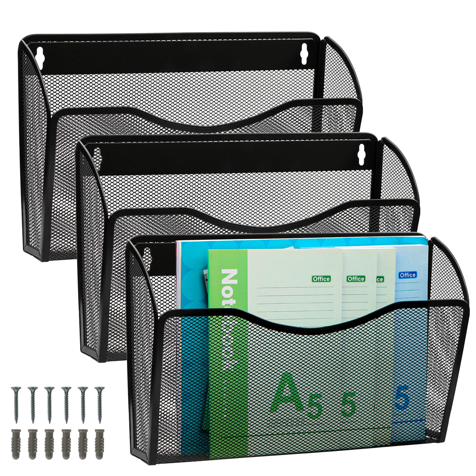 ESYLIFE 3 Pocket Hanging File Organiser, Wall Mounted Magazine File ...