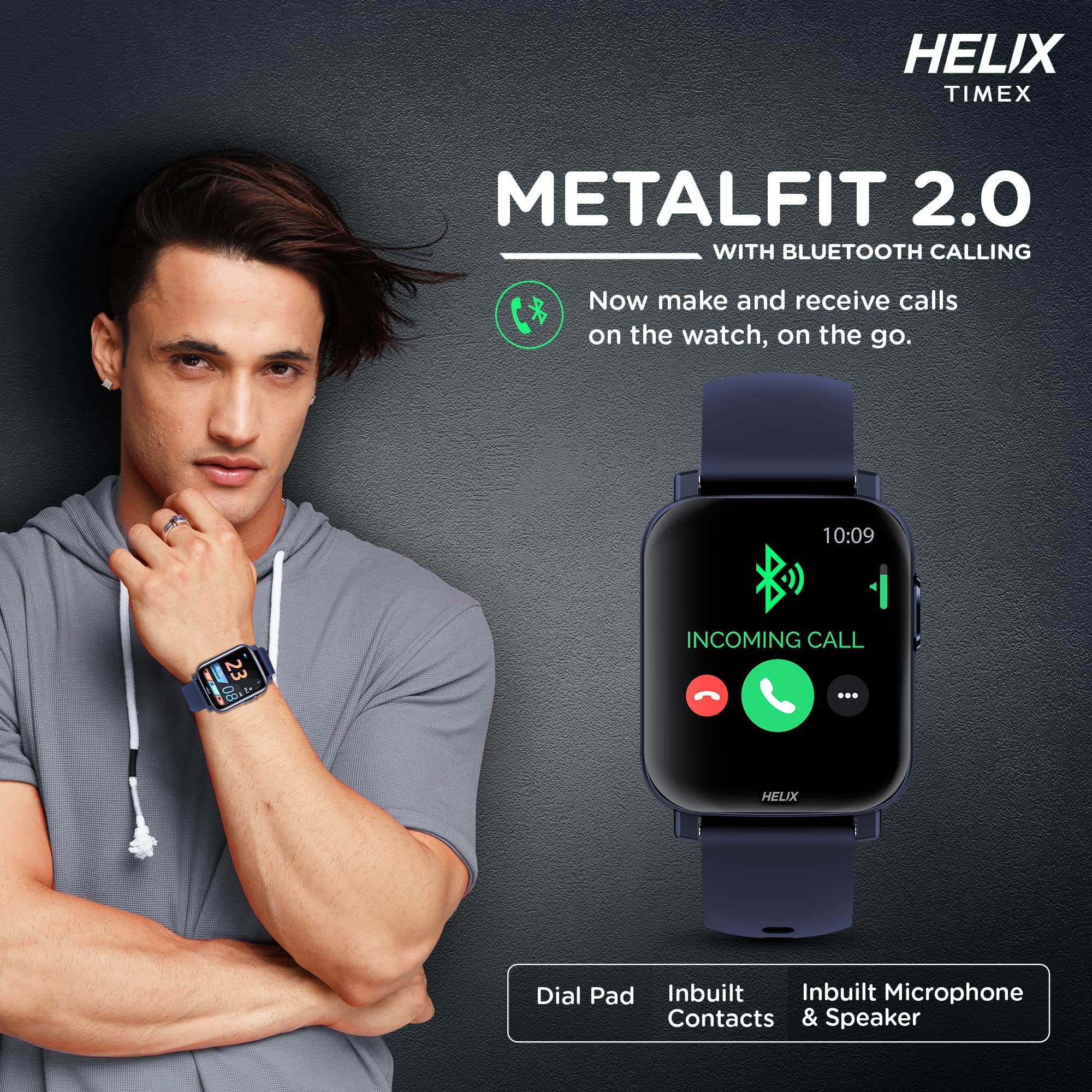 Buy Helix TIMEX METALFIT 2.0 smartwatch with Bluetooth calling, 1.5" HD ...