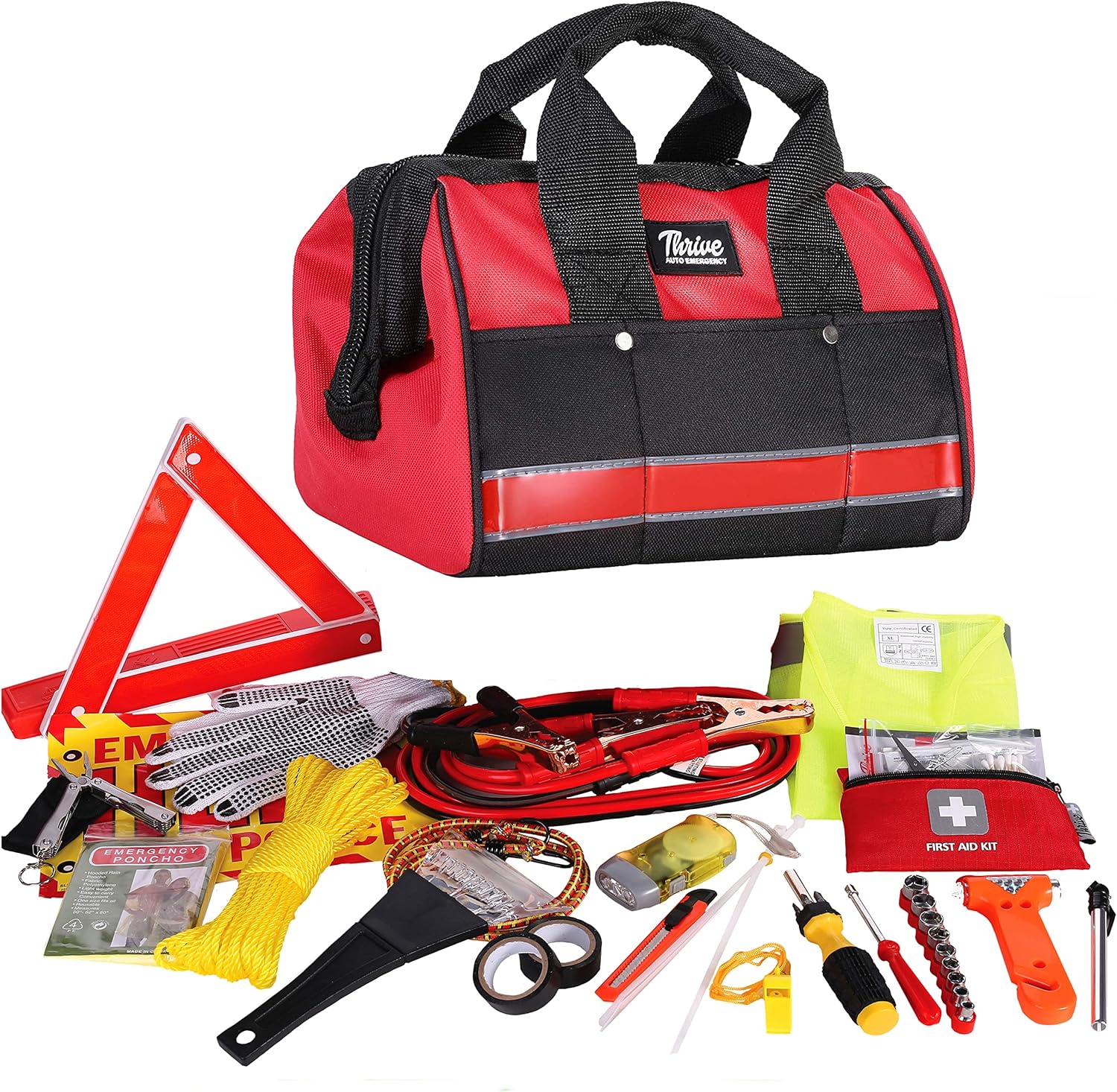 Thrive Roadside Emergency Car Kit 104 Pieces Car Emergency Kit With Jumper Cables First thrive-roadside-emergency-car-kit-104-pieces-car-emergency-kit-with-jumper-cables-first