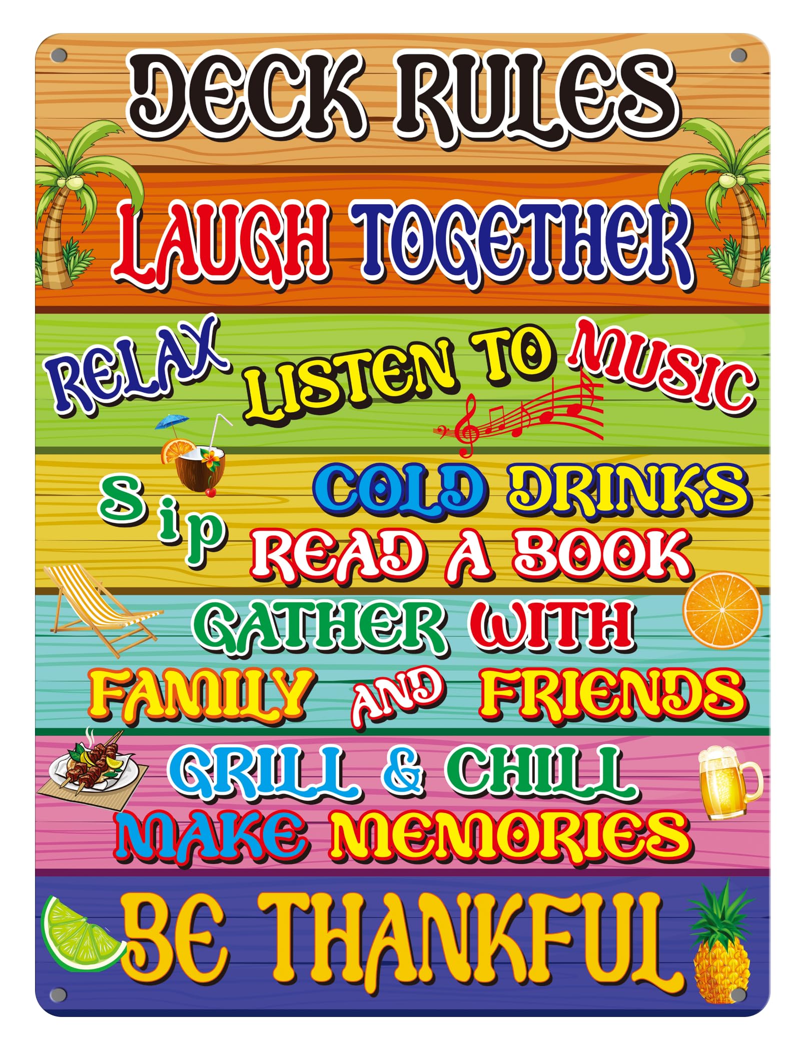 Amazon.com : Deck Rules Sign - House Wall Backyard Decor Sign 12x16 ...