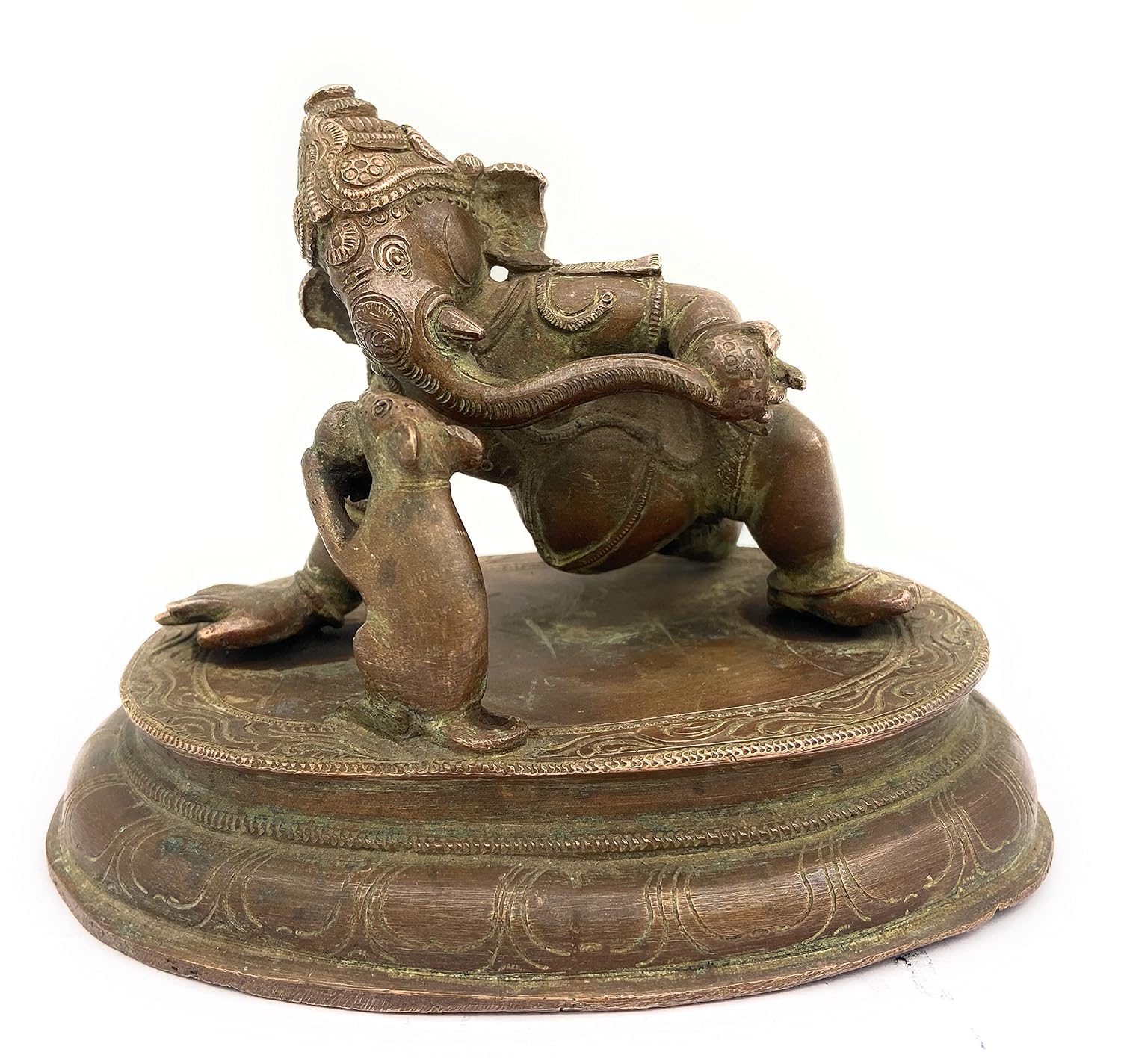 Buy Bhunes Bronze Ganesha Statue Playing with Rat Ganesh Idols Murti ...
