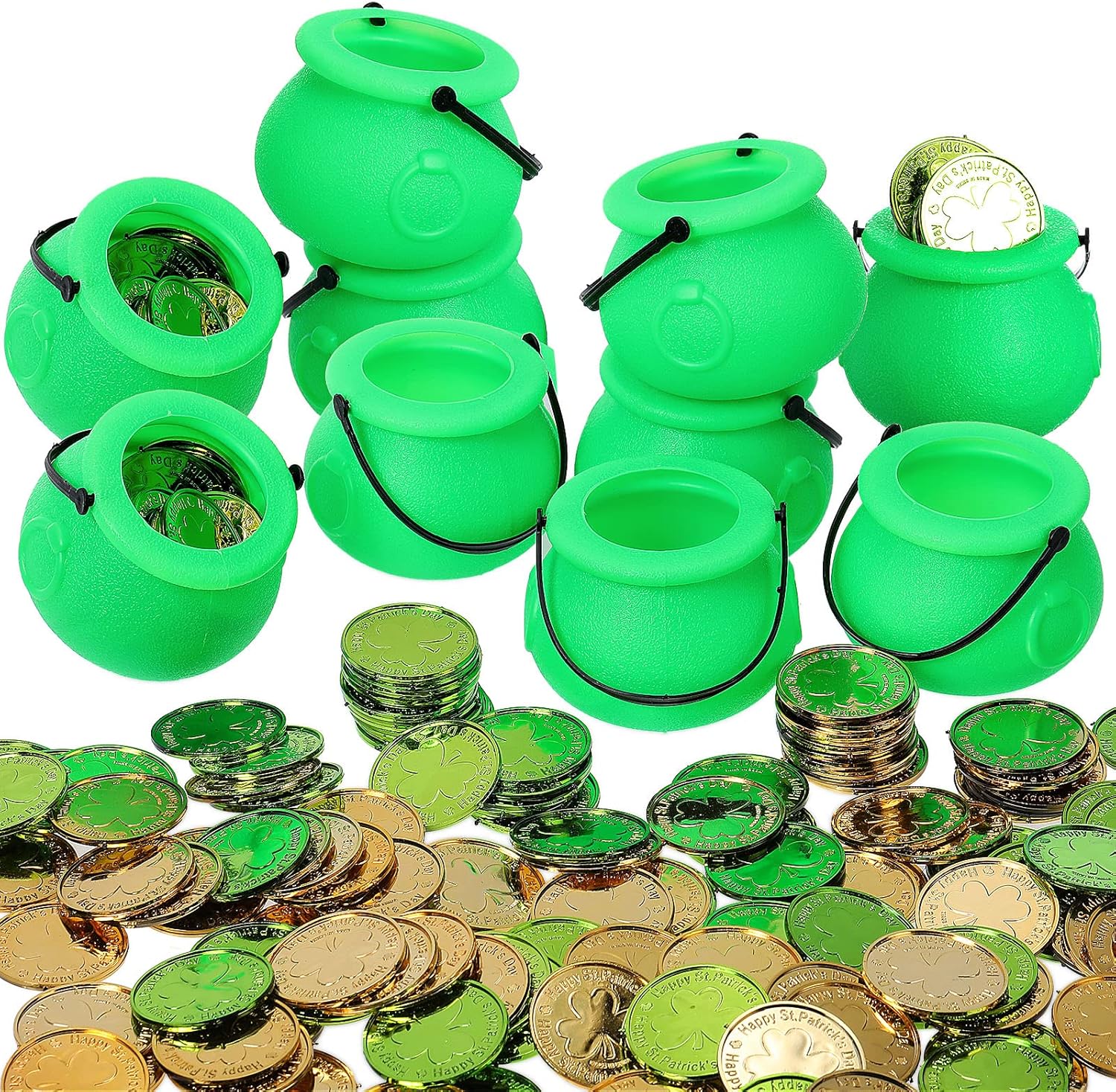 Amazon.com: 220 Pcs St. Patrick's Day Coins Green and Gold Shamrock ...