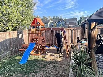 Amazon.com: Dolphin Playground Cedar Wooden Swing Sets for Backyard, Playground Sets for ...