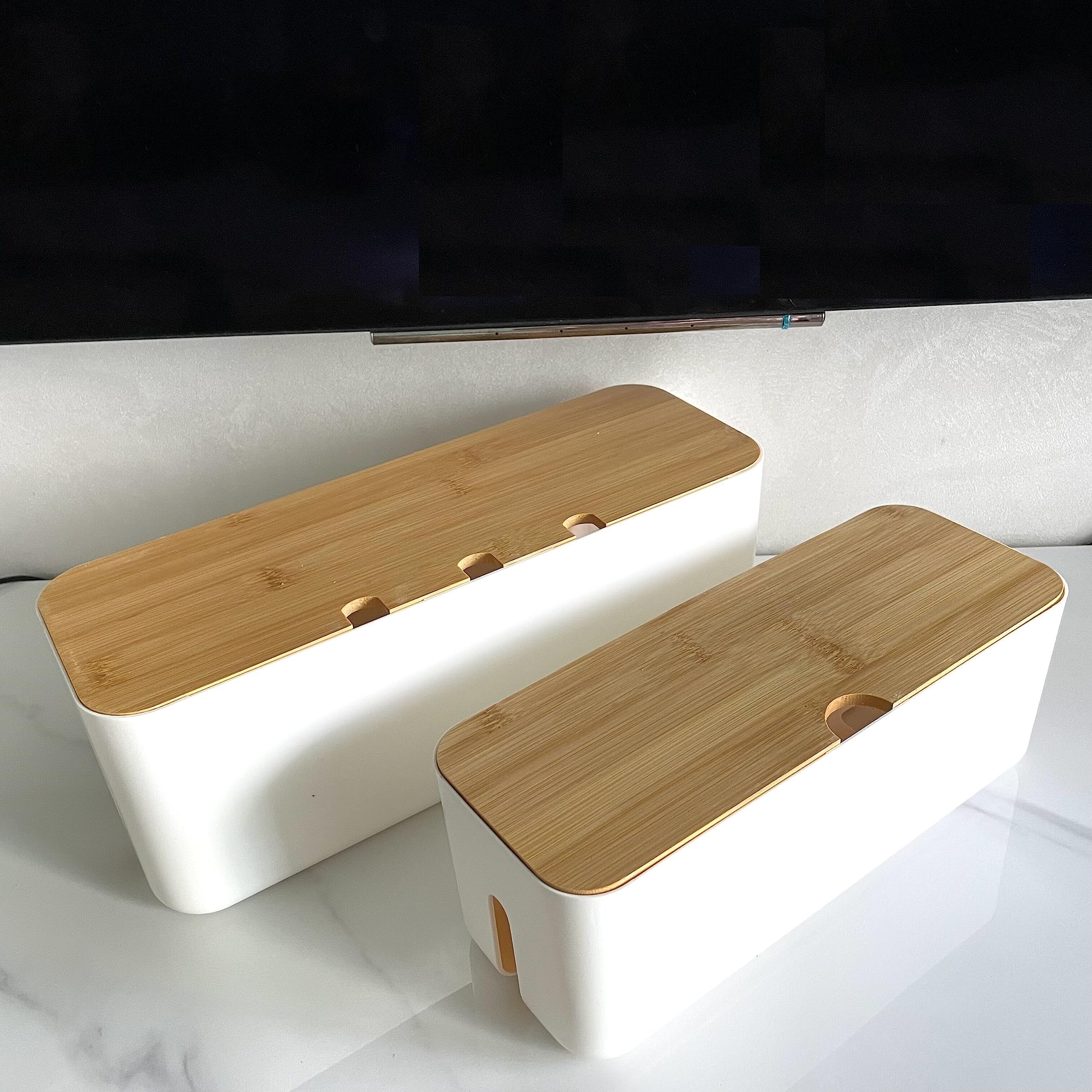Amazon.com: 2 Pack Large Cable Management Box – Wooden Style Cord ...