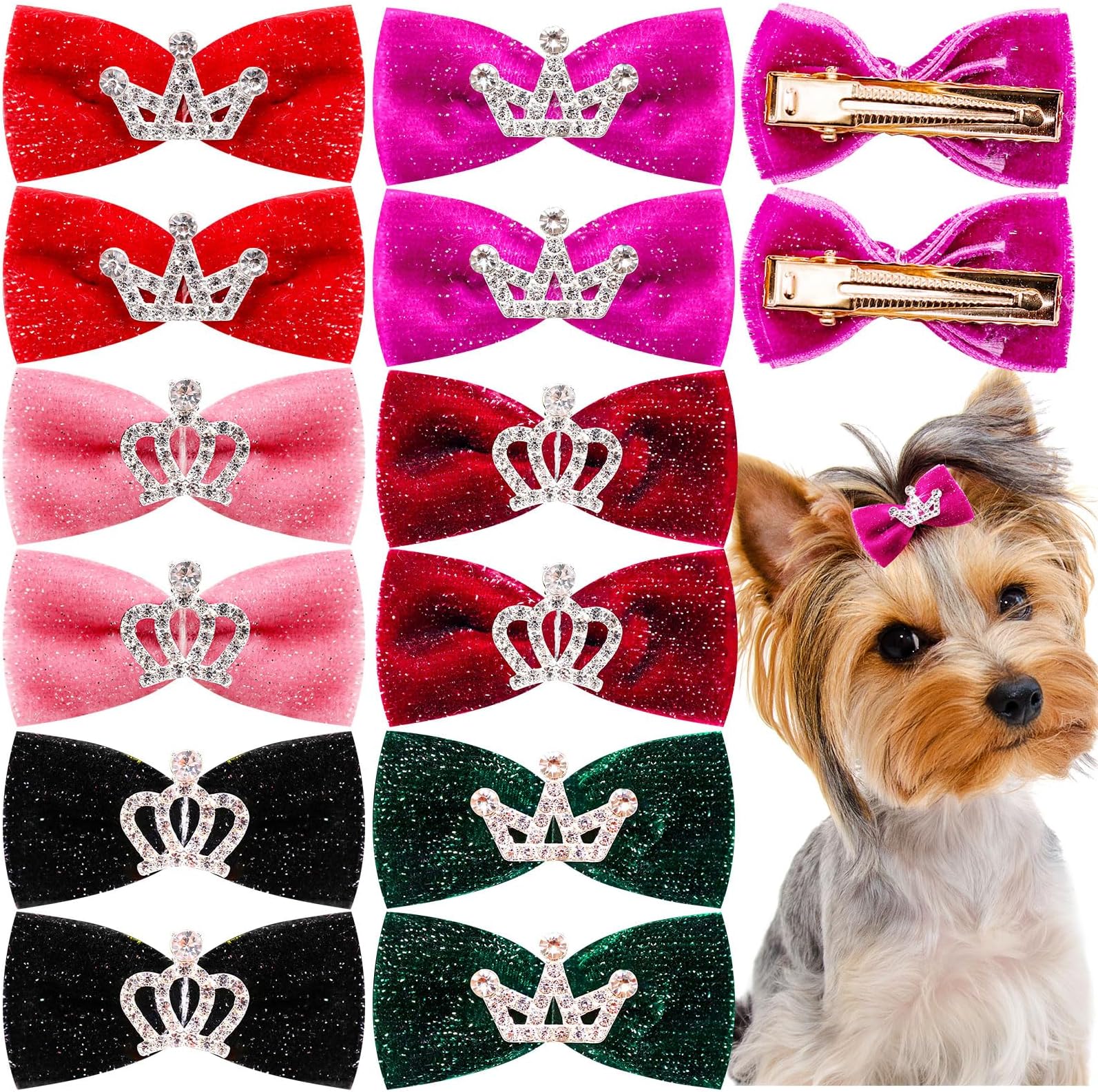 Amazon.com : 5Pcs Pink Small Dog Hair Clips Cute Dog Hair Bows Flower ...