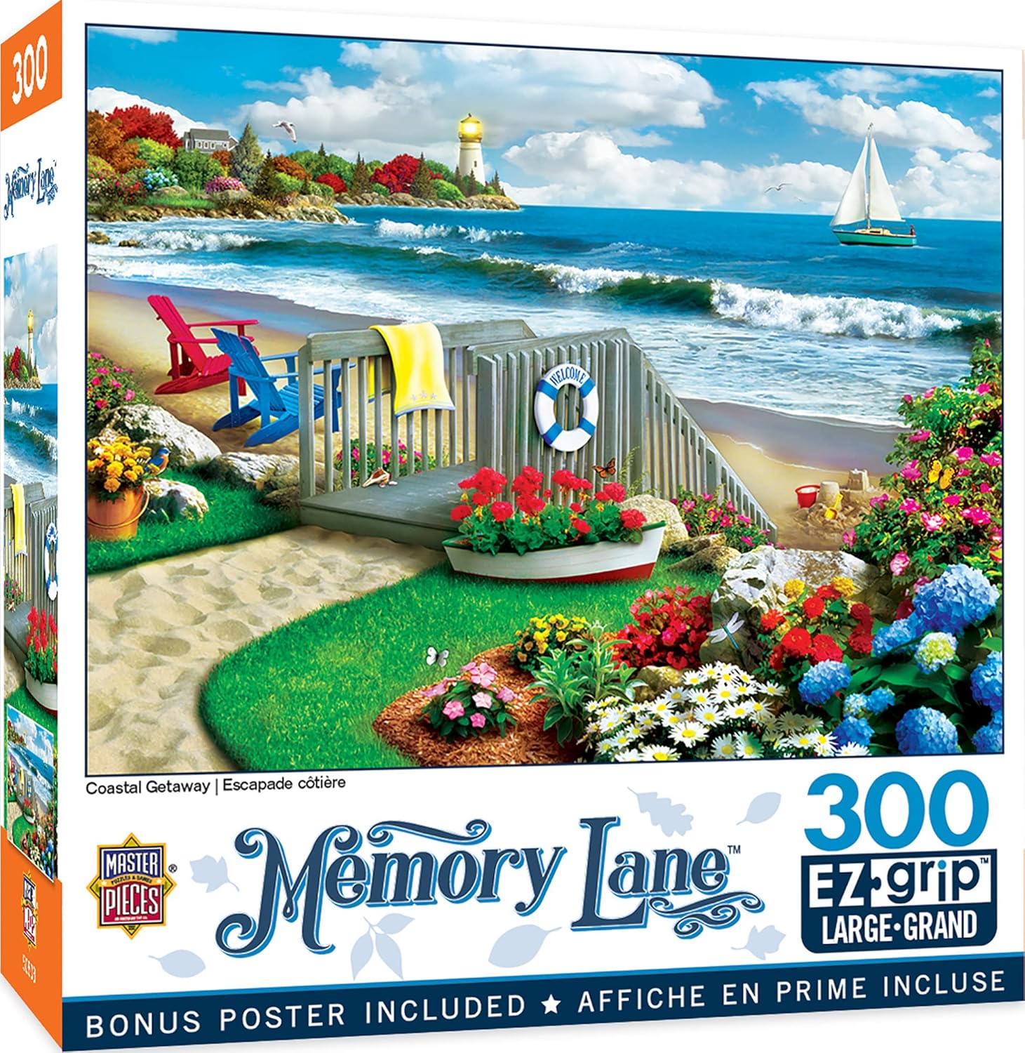 MasterPieces Memory Lane Puzzles Collection - Coastal Getaway 300 Piece EZ Grip Jigsaw Puzzle ...
