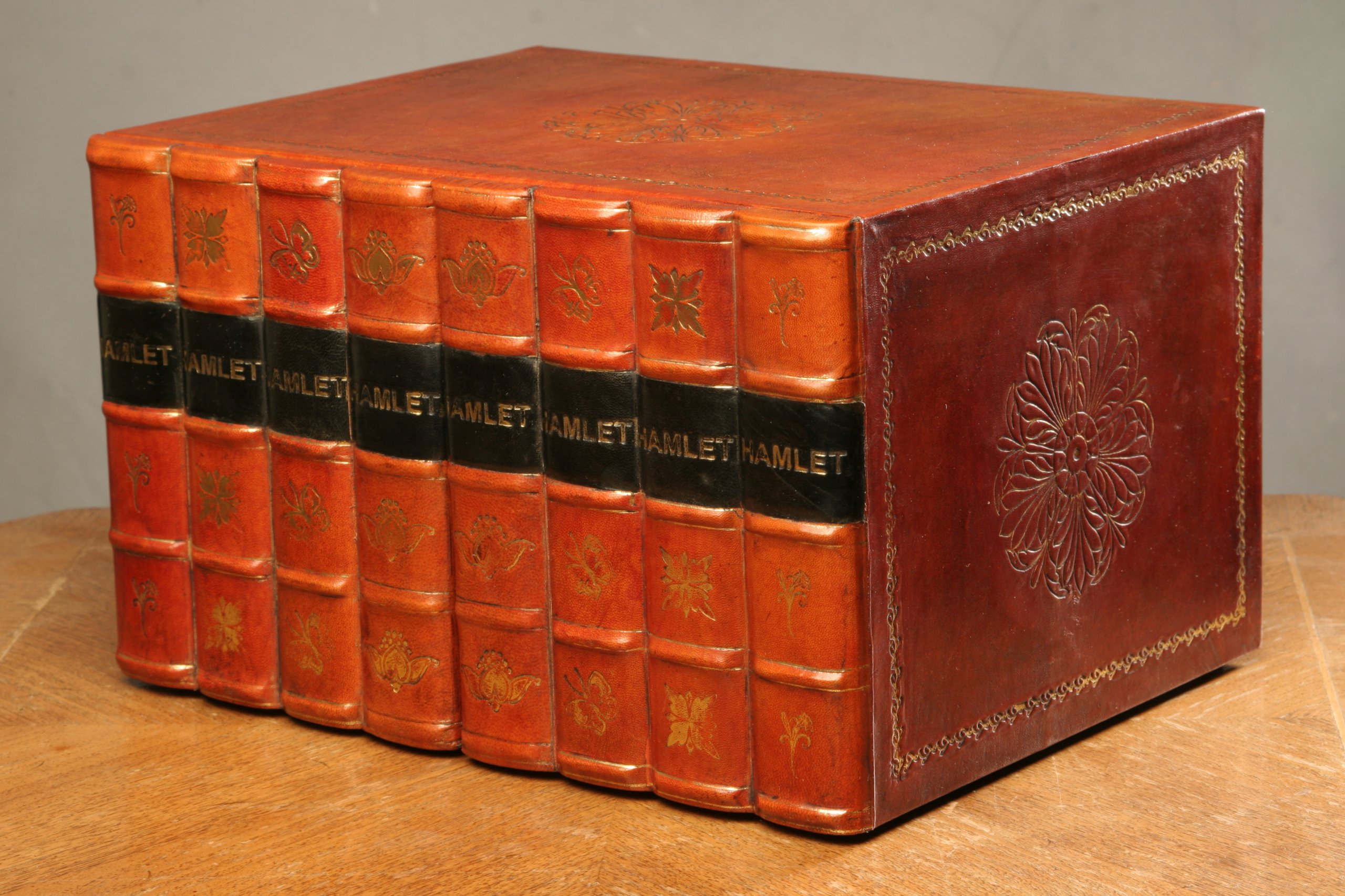 Amazon.com: Gold Florentined Genuine Leather Decorative Book Box ...