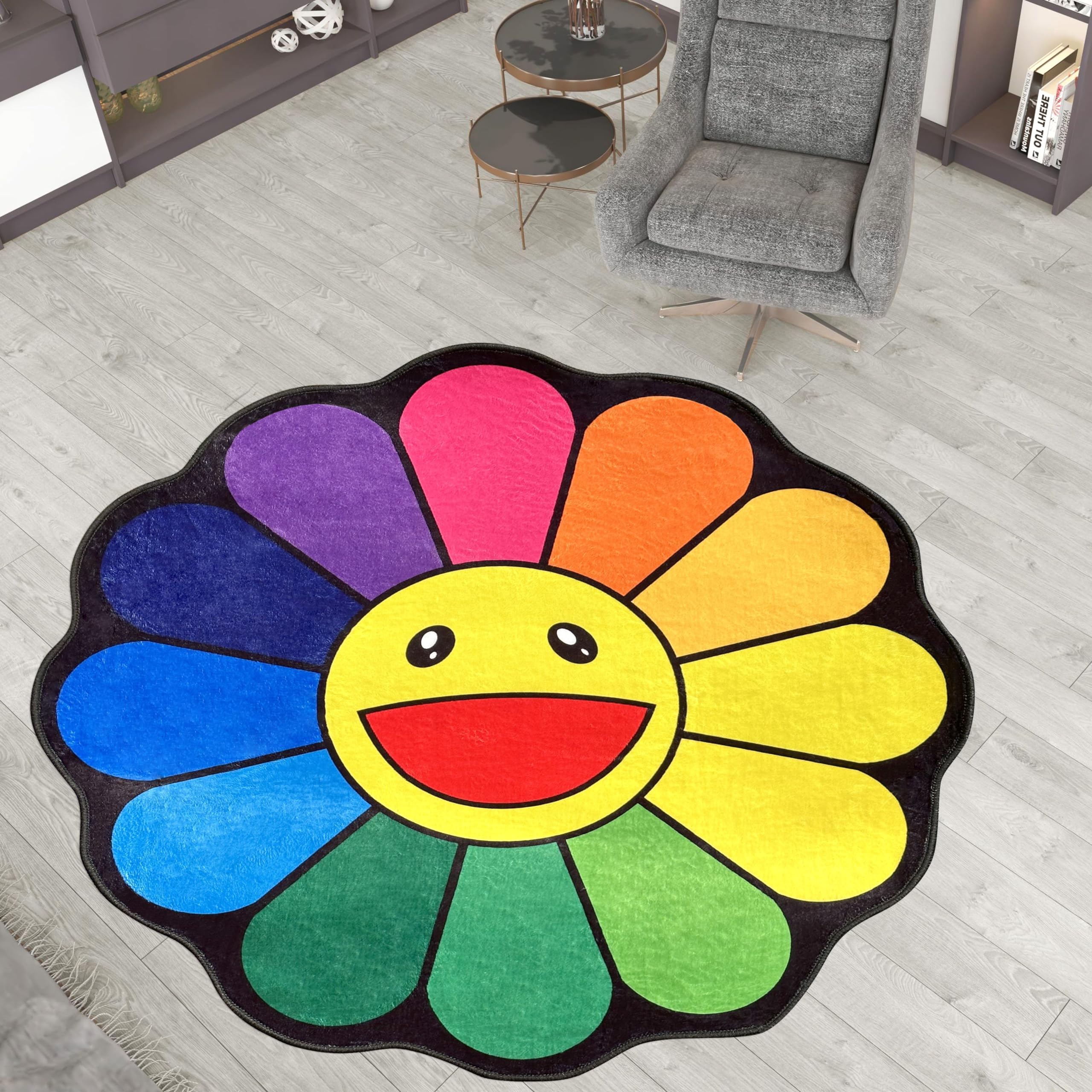 Amazon.com: DIKFENS 40Inch Takashi Murakami Rug - Flower Design, Soft ...