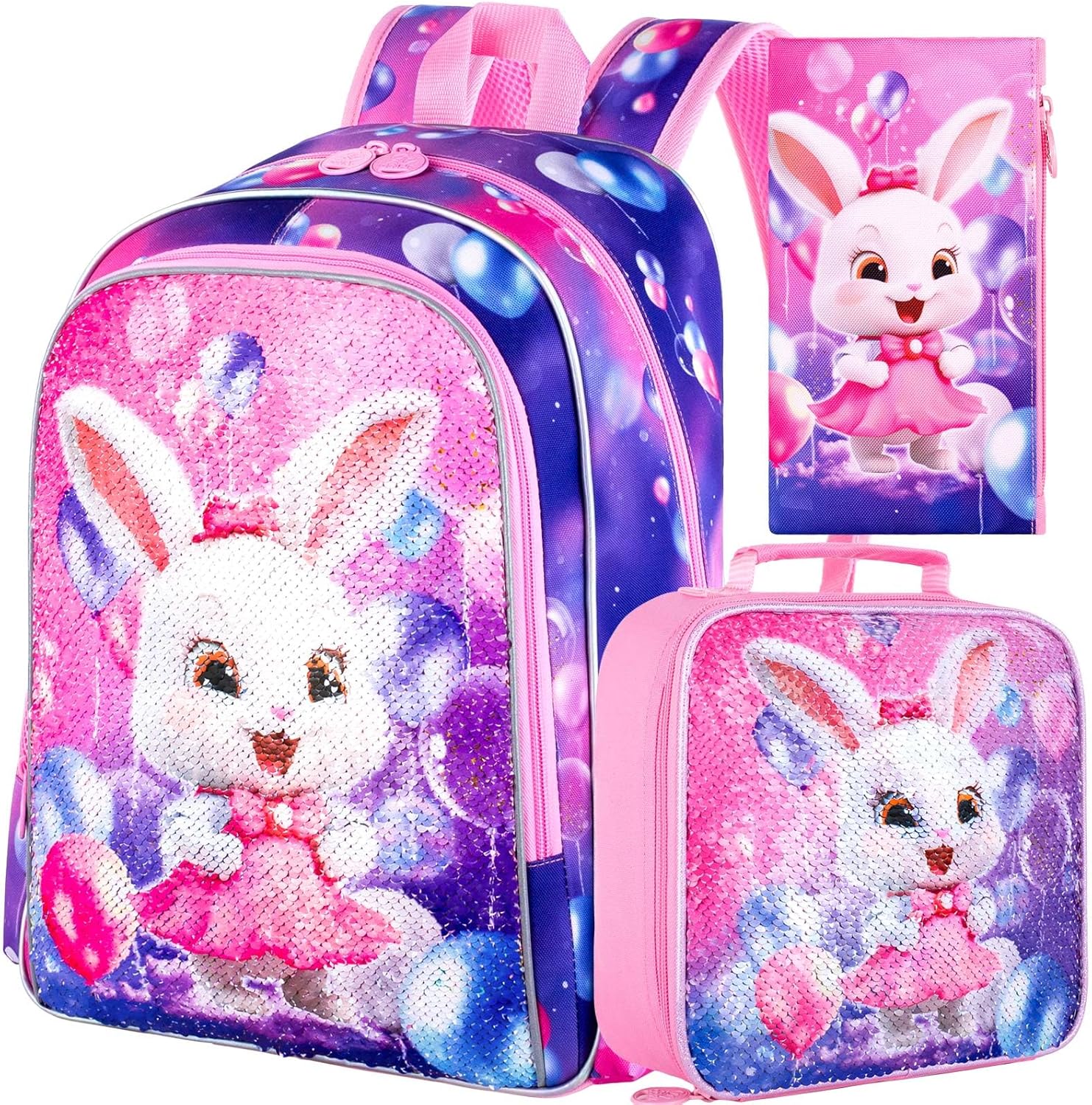 Amazon.com: FTJCF 3Pcs Backpack for Girls, 16" Sequins Kids Bookbag ...