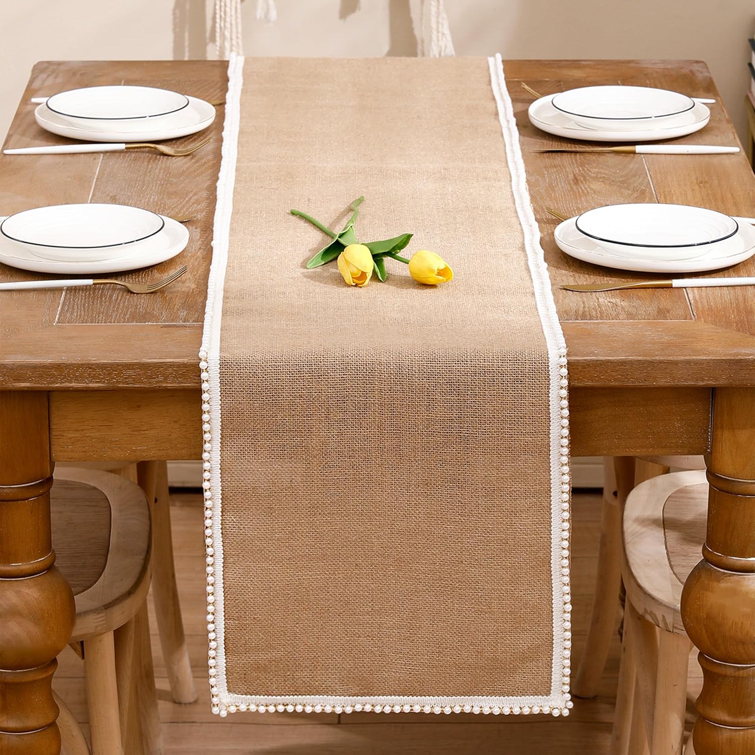 Amazon.com: Tosleo Natural Jute Braided Table Runner 13x120 inch Long ...