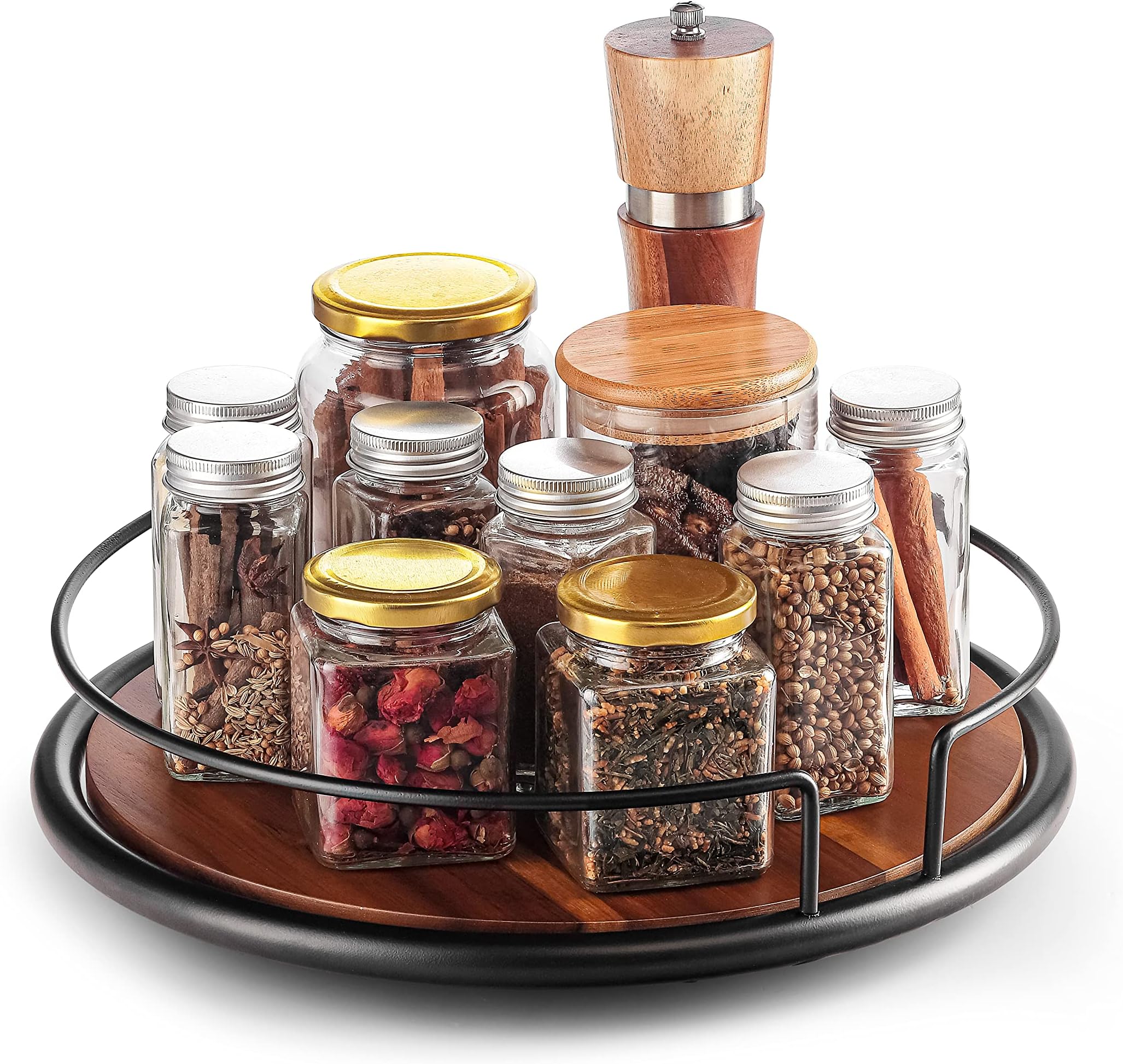 Amazon.com - Saebye 9.5" Acacia Wood Lazy Susan, Lazy Susan Organizer ...