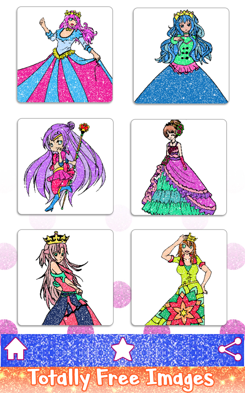 Anime Princess Color by Number - Grownups Paint + Glitter + Crayon ...