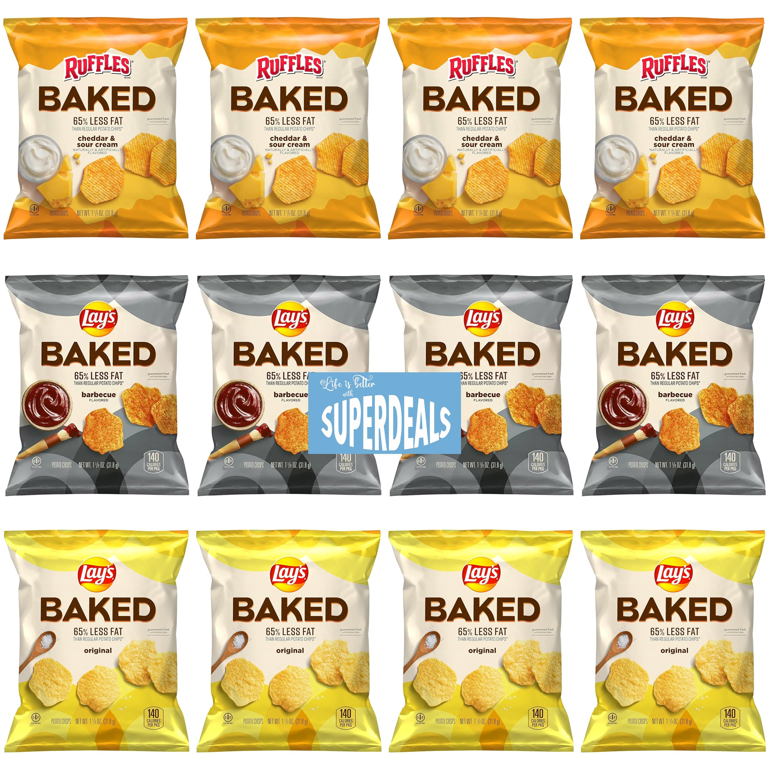 Amazon.com: Baked Variety Pack 4 Ruffles Cheddar & Sour Cream Crisps, 4 ...